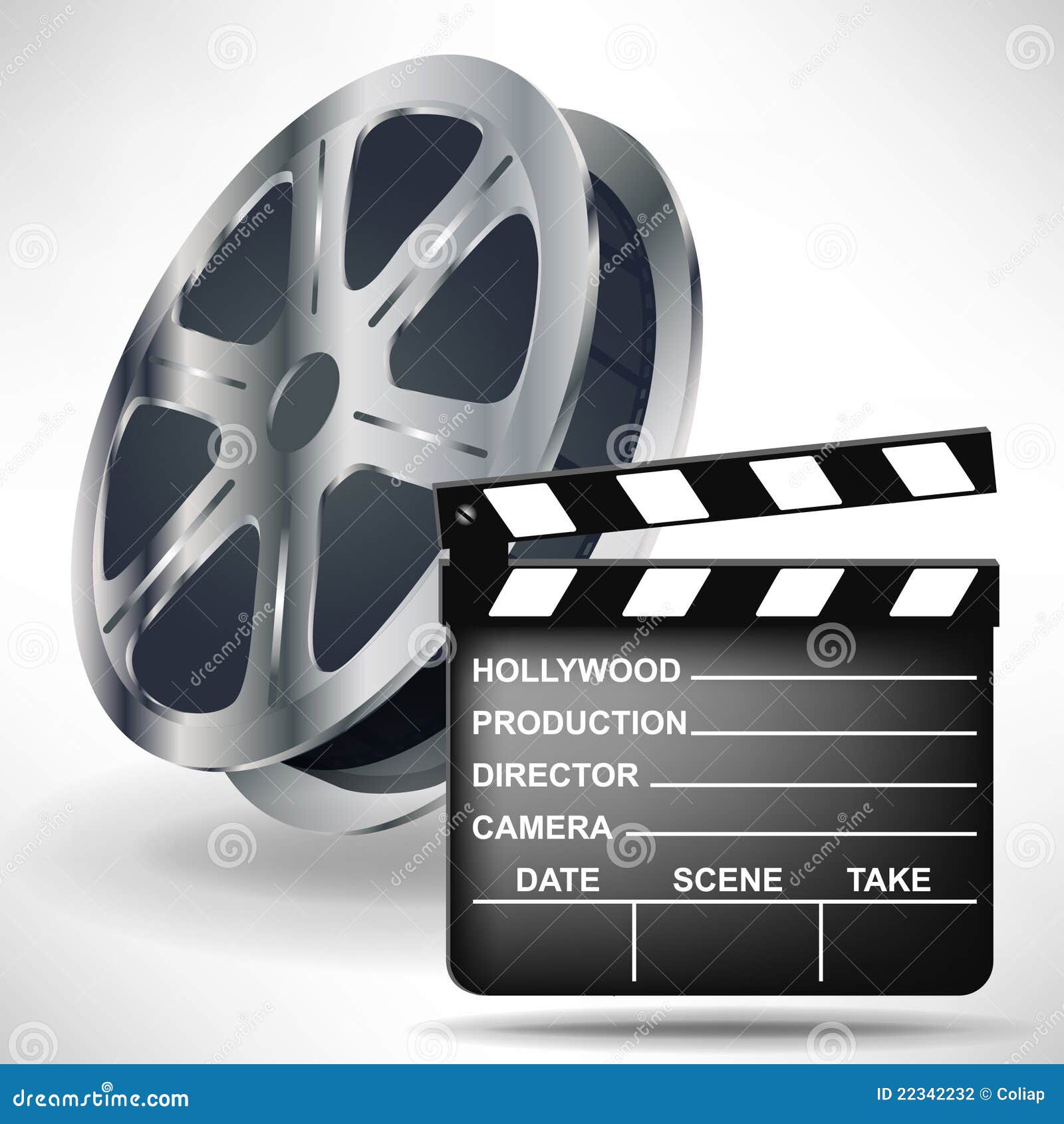 Movie Clapper with Film Reel Stock Vector - Illustration of design ...