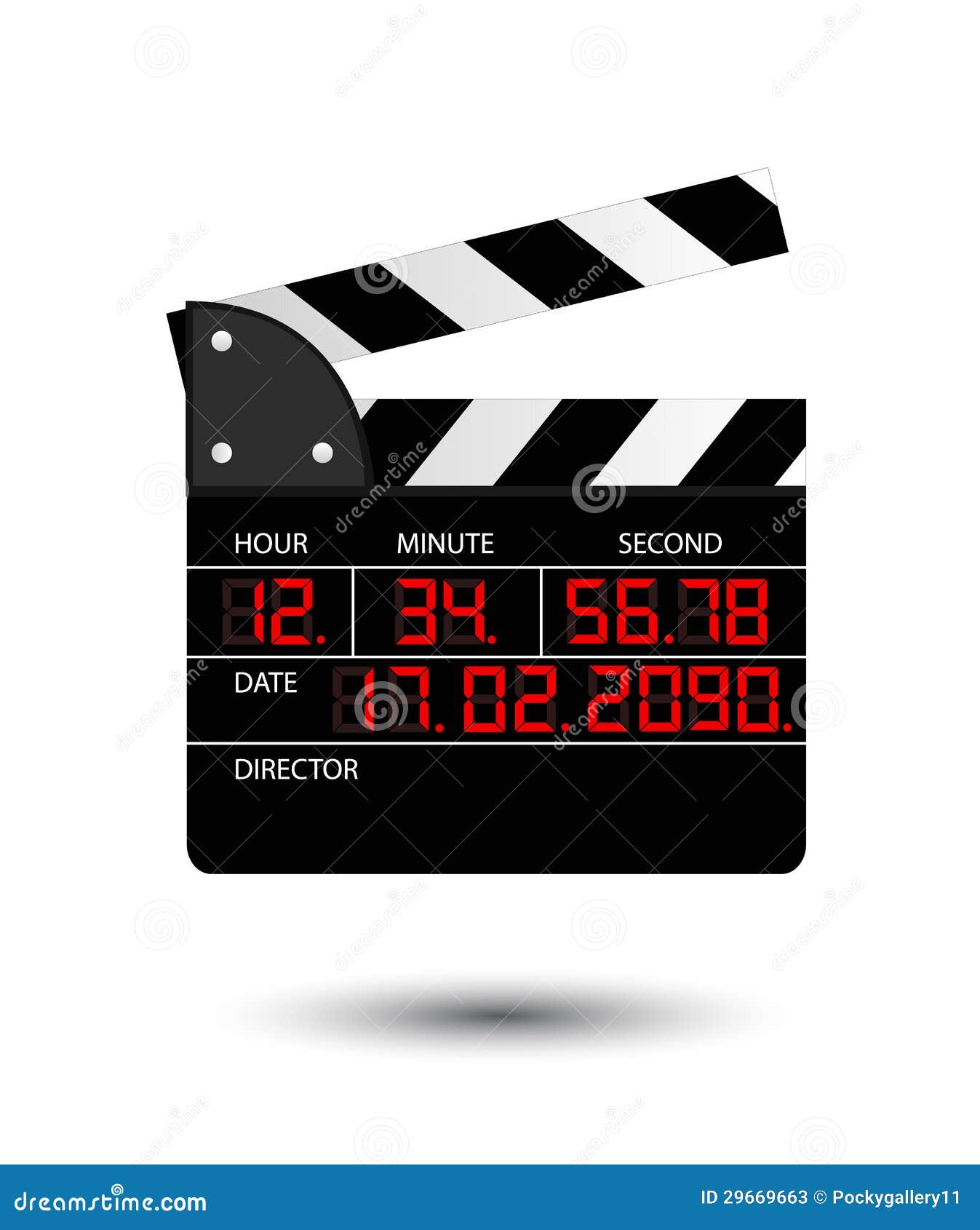 Movie Clapper with Red Digital Numbers Stock Vector - Illustration of ...