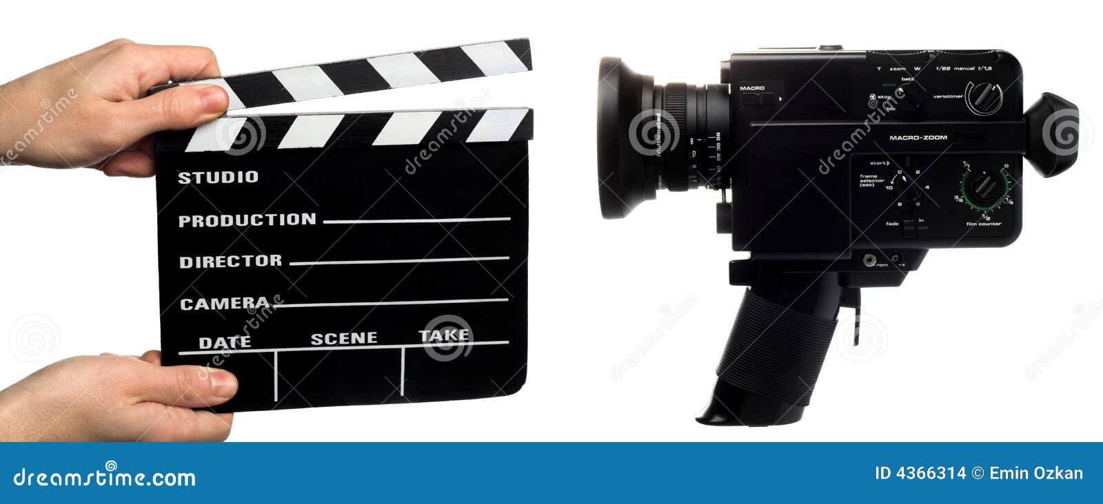 Movie Clapperboard and Camera Stock Photo - Image of hands, filming ...