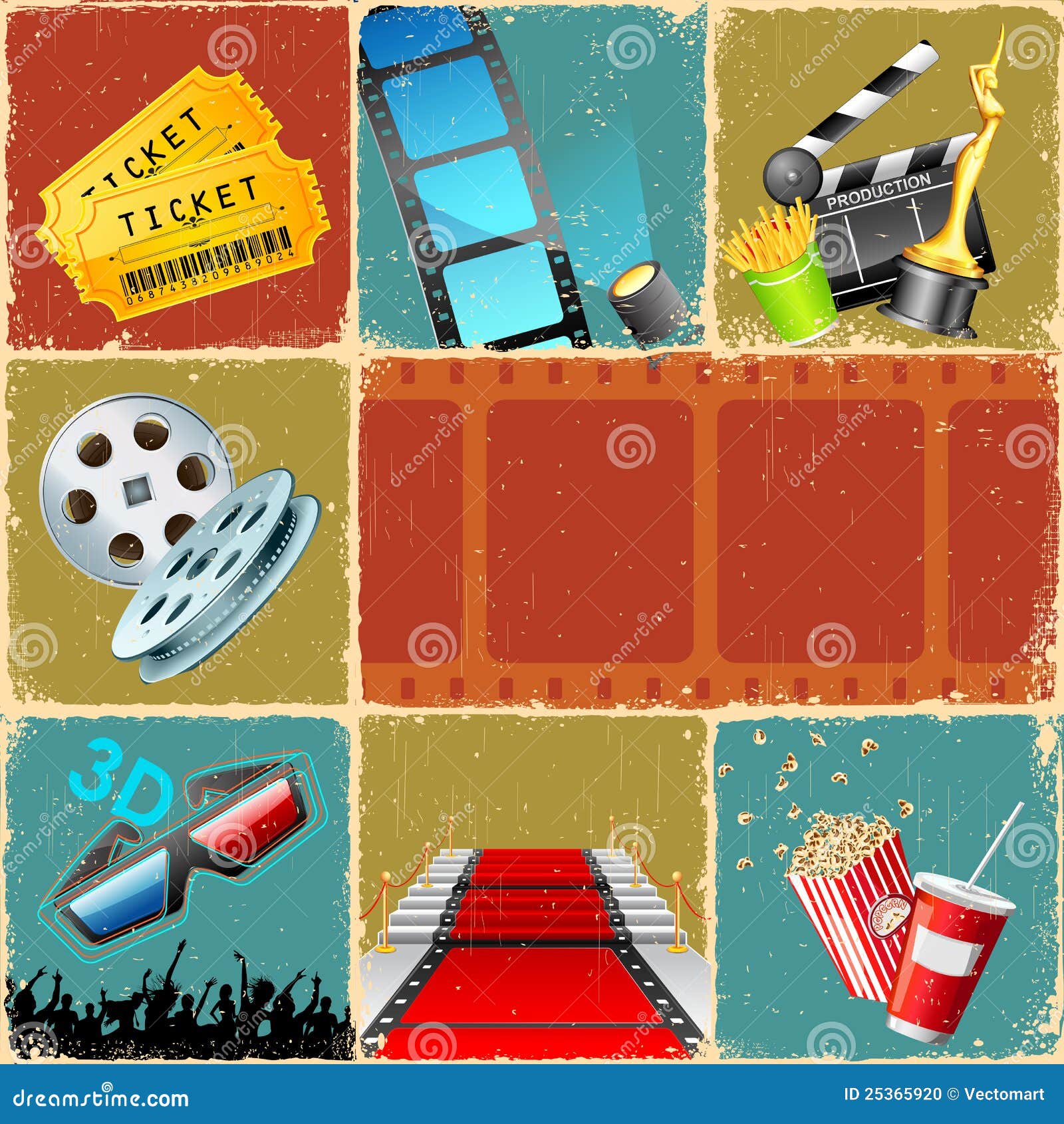 Movie Collage stock vector. Illustration of entry, goggle - 25365920