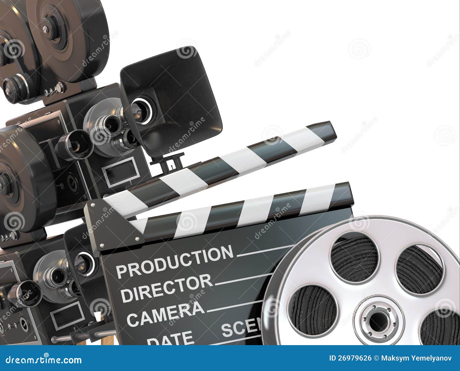 Movie Composition. Vintage Camera, Reel Stock Illustration ...