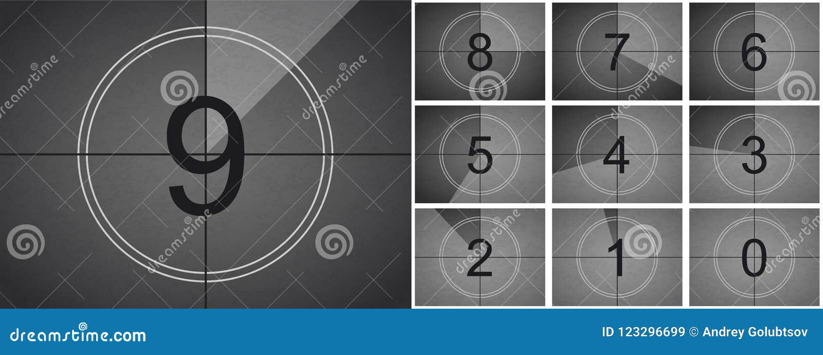 Movie Countdown Vector Retro Cinema Screen Stock Vector - Illustration ...