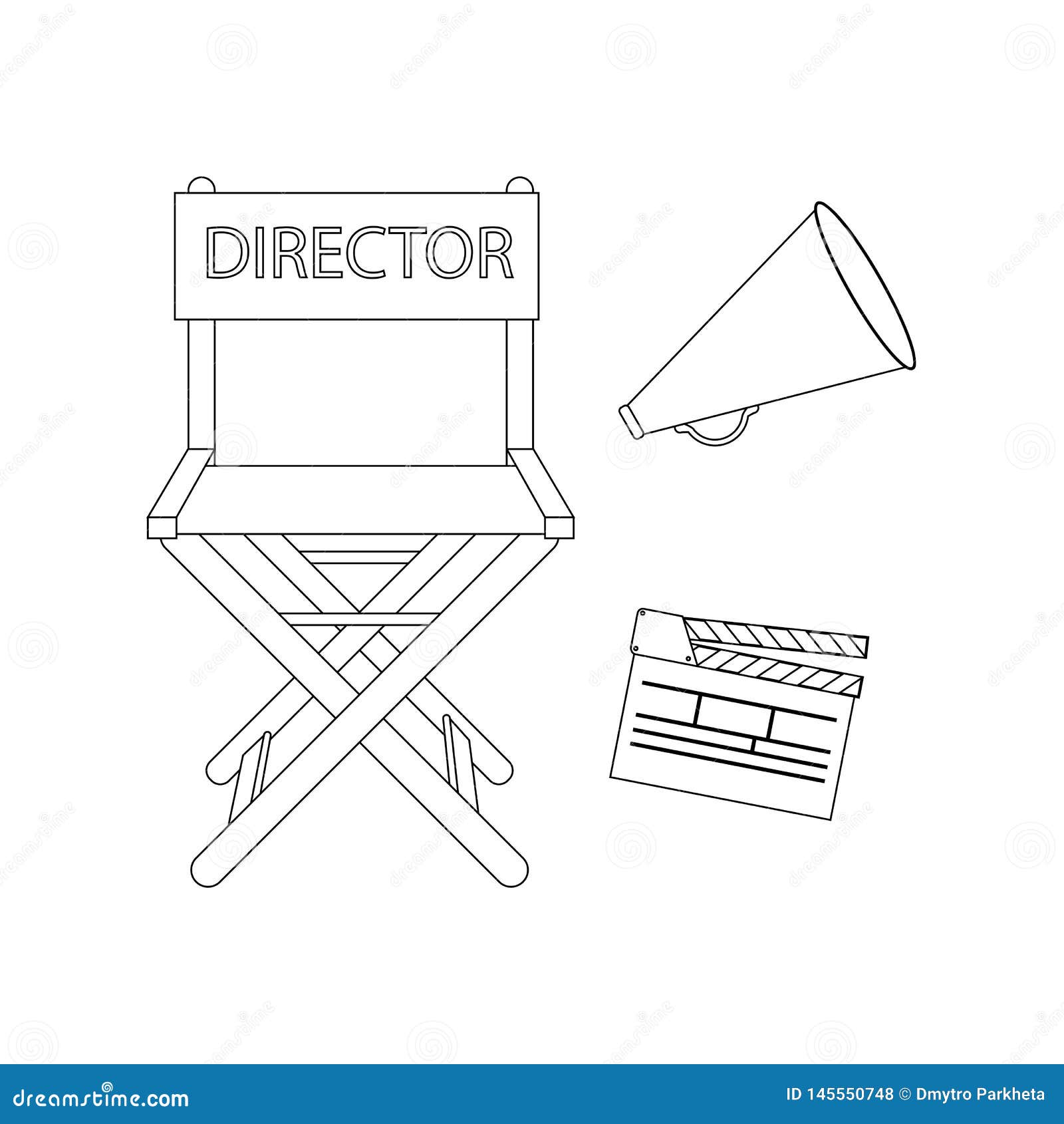 Movie Director Stuff Outline Stock Vector - Illustration of theater ...