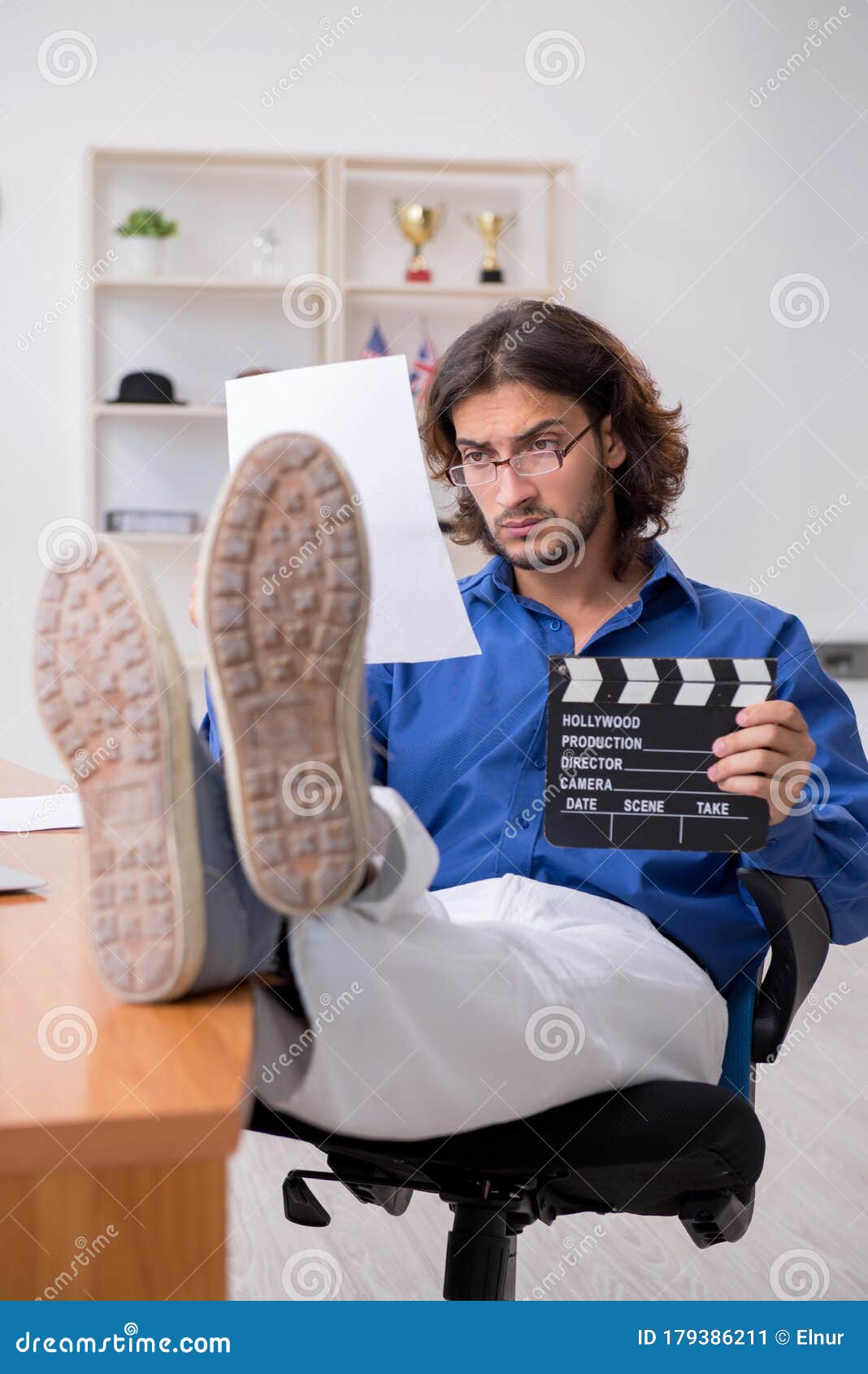 Movie Director Working in the Studio Stock Image - Image of blackboard ...