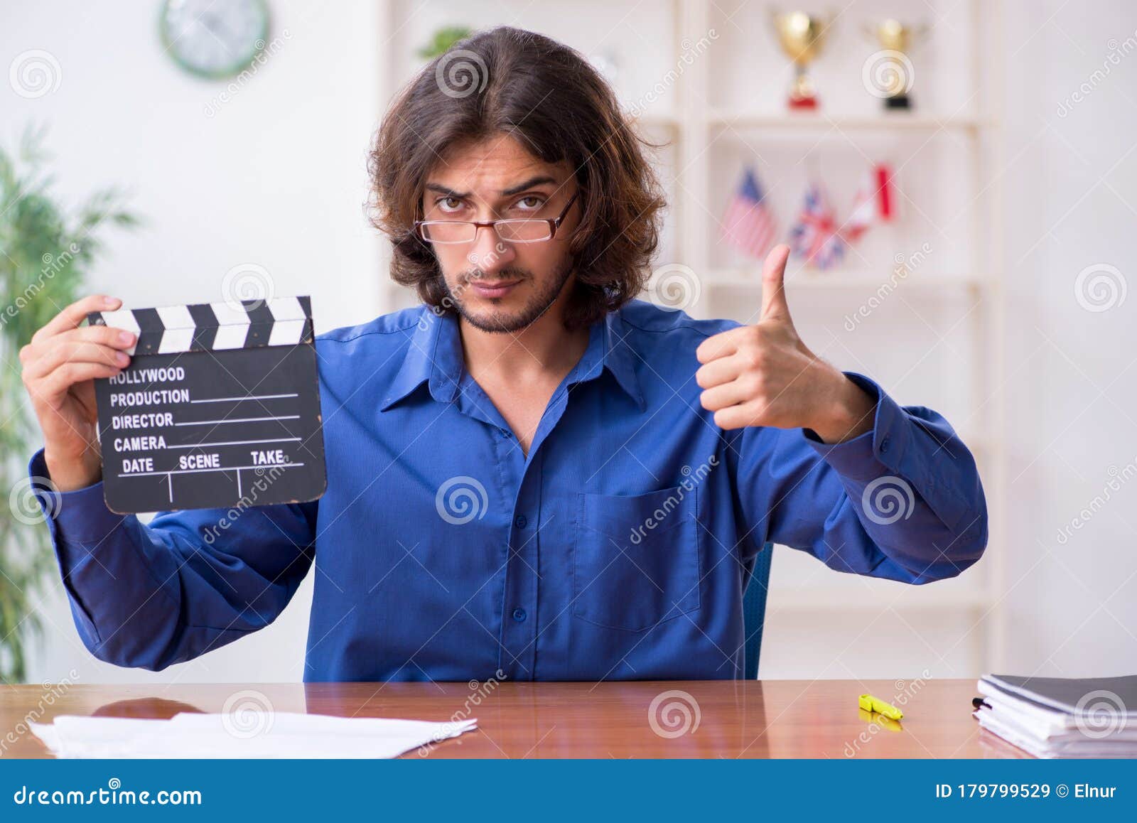 Movie Director Working in the Studio Stock Image - Image of board, clap ...