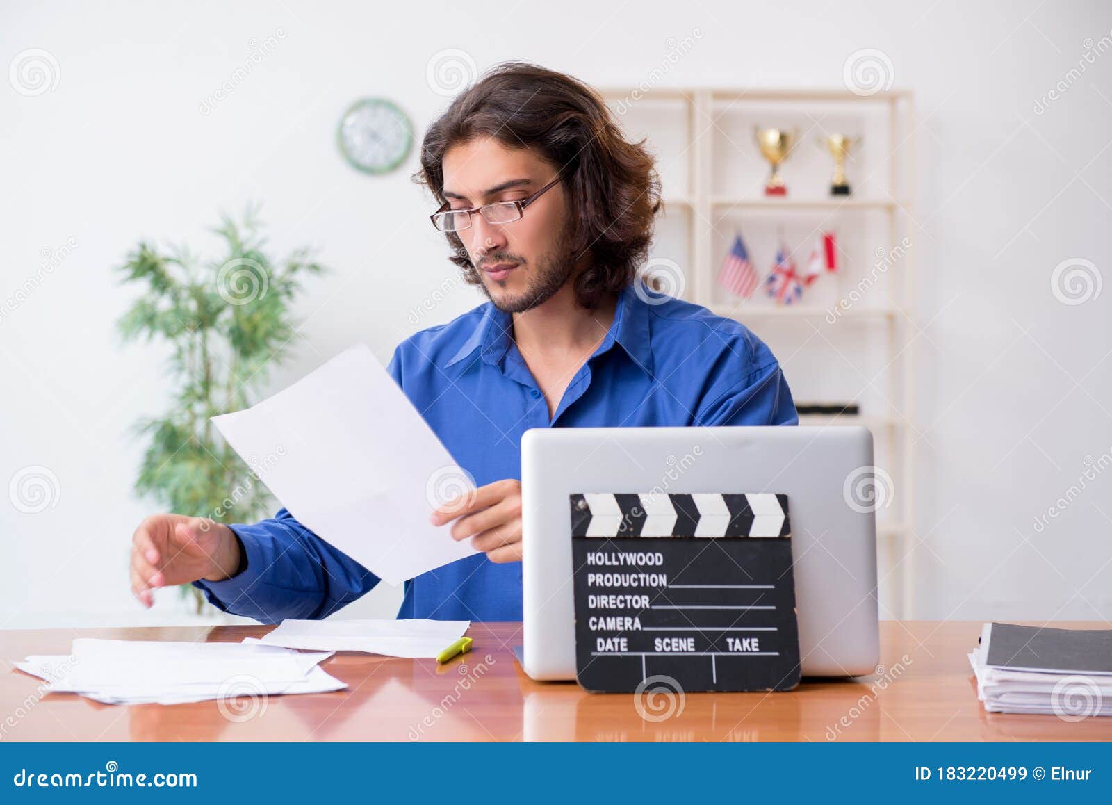 Movie Director Working in the Studio Stock Image - Image of chalkboard ...