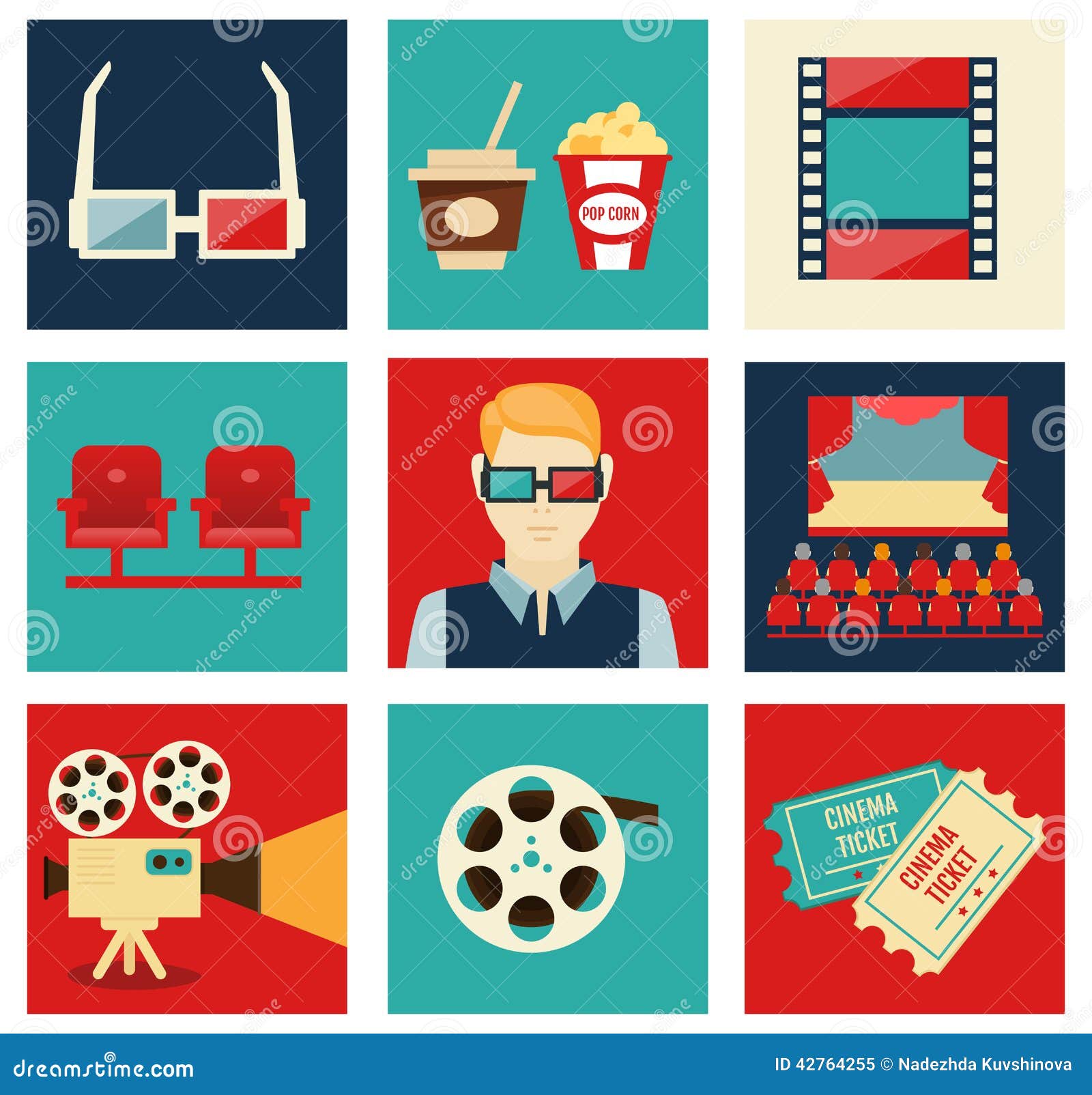 Movie icon set stock vector. Illustration of flat, measure - 42764255