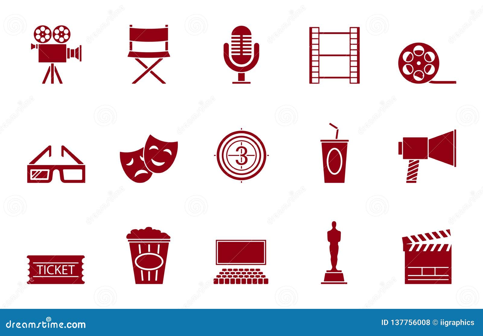 Movie icon set stock vector. Illustration of multimedia - 137756008