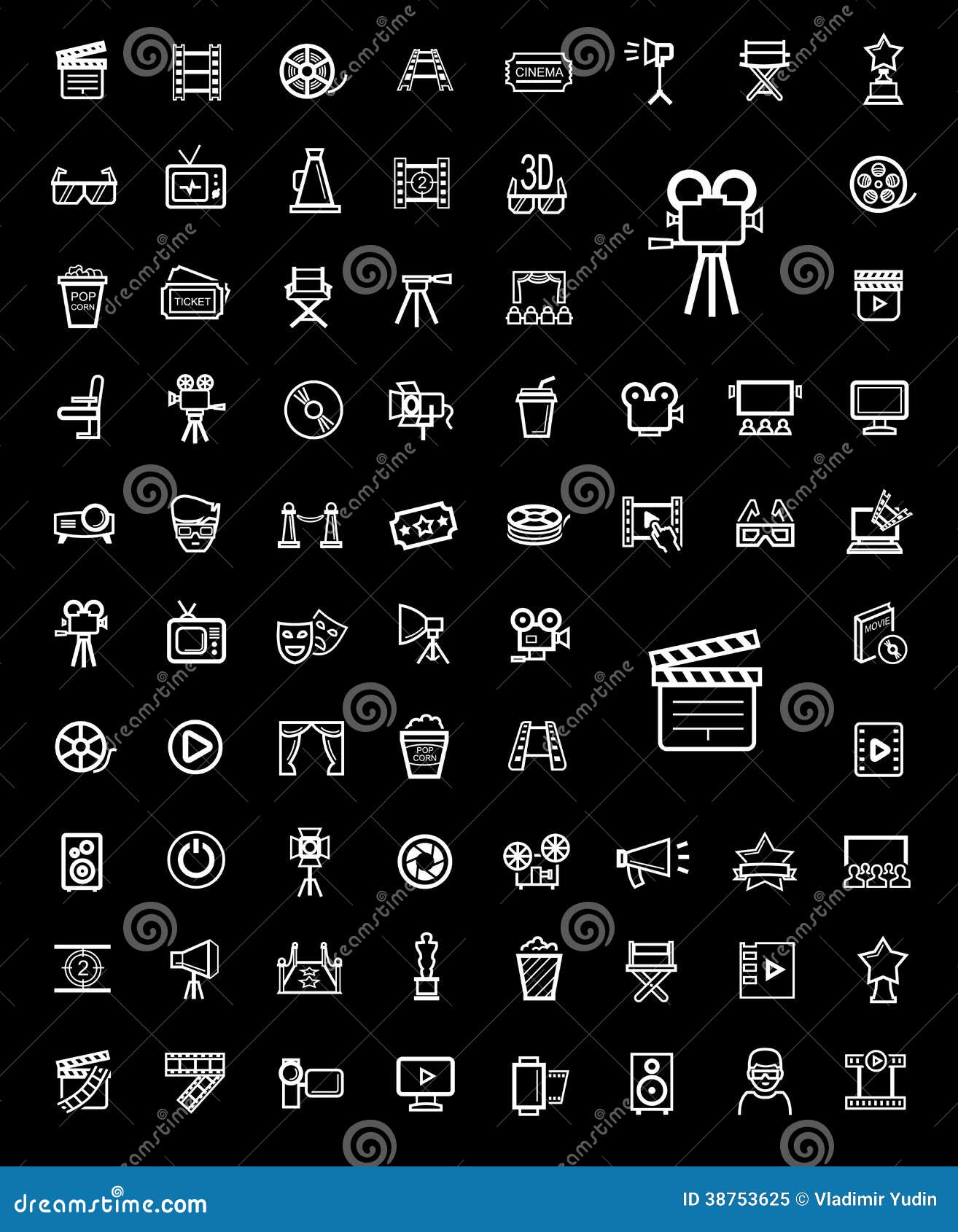 Movie icon set stock vector. Illustration of digital - 38753625