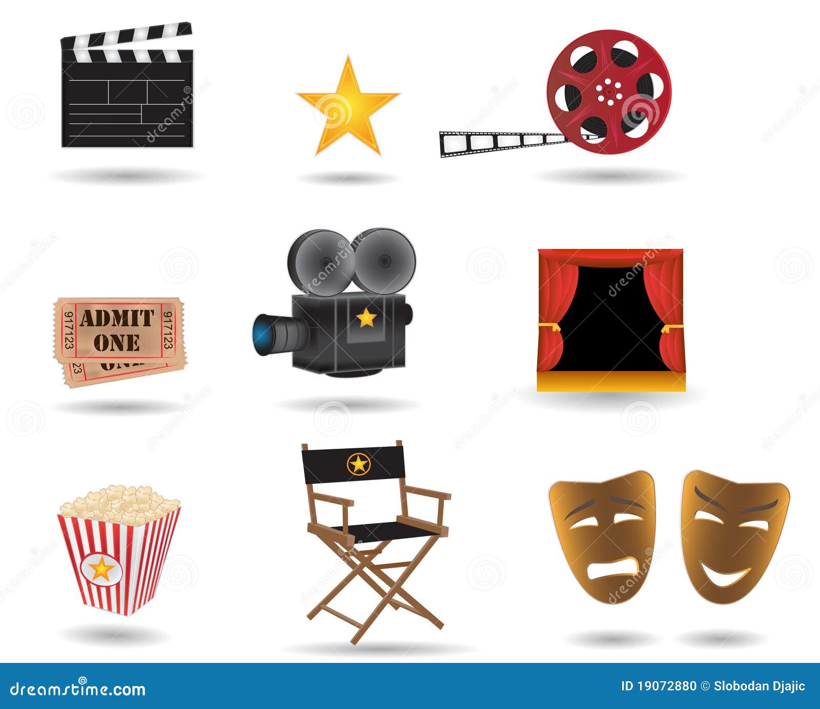 Movie icons stock vector. Illustration of play, frame - 19072880