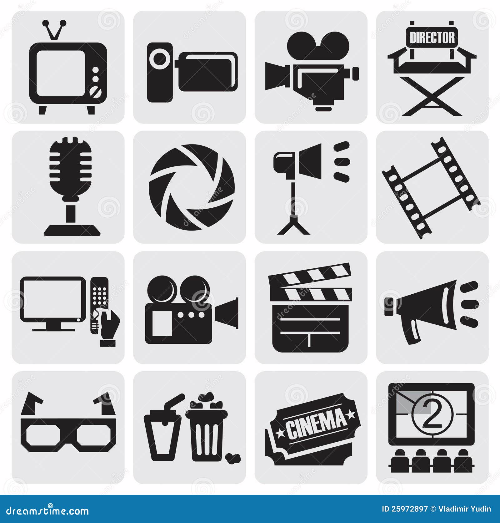 Movie icons set stock vector. Illustration of collection - 25972897