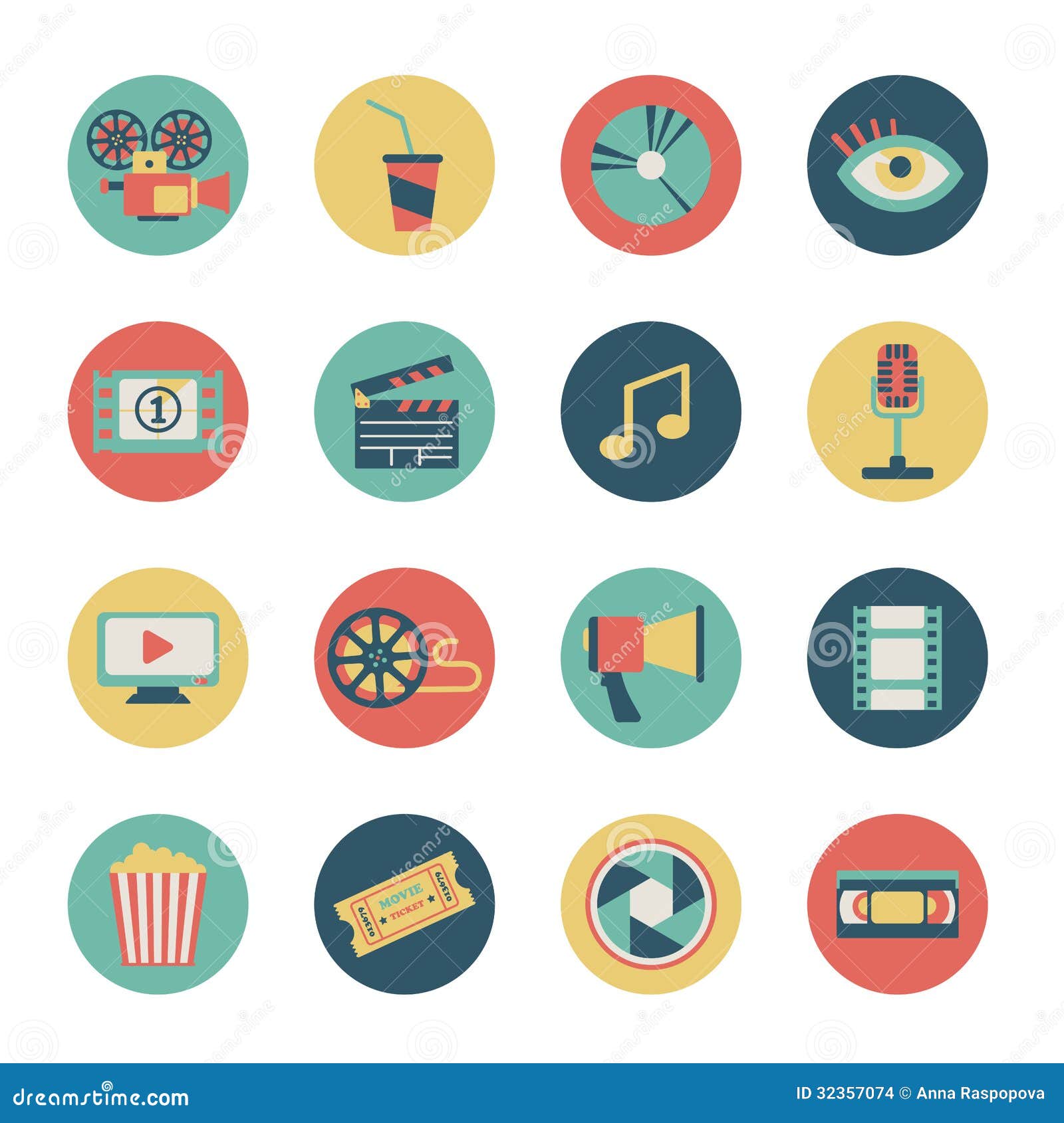 Movie icons stock vector. Illustration of popcorn, cinematography ...