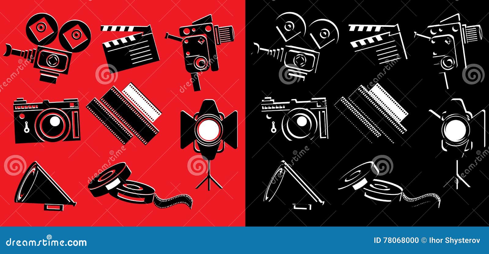 Movie Stickers. Vintage Cinema, Entertainment And Recreation With ...