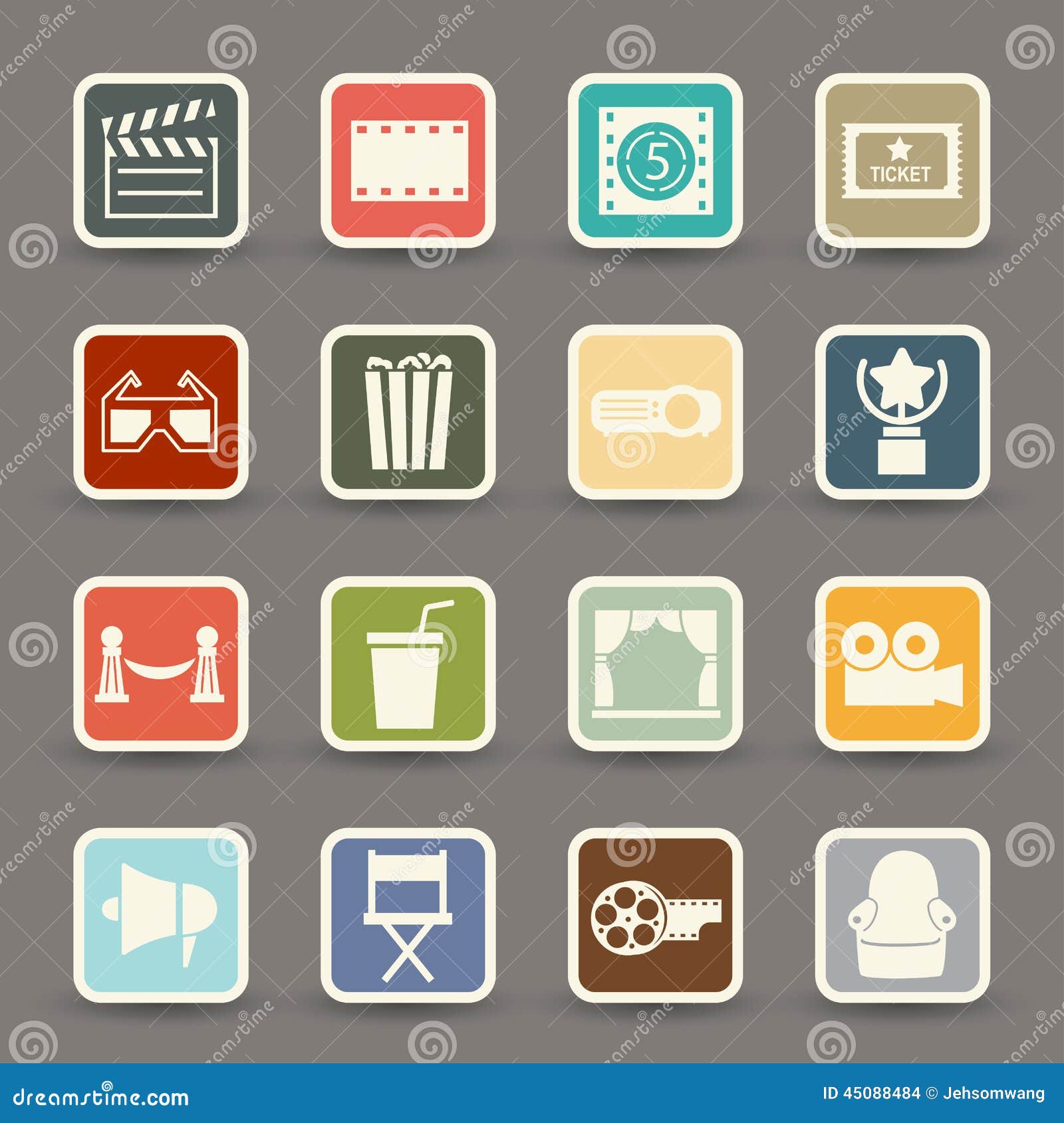 Movie Icons Black Set Cartoon Vector | CartoonDealer.com #59880443