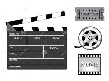 Movie items stock vector. Illustration of movie, clapperboard - 4321754