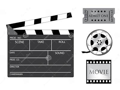 Movie items stock vector. Illustration of movie, clapperboard - 4321754
