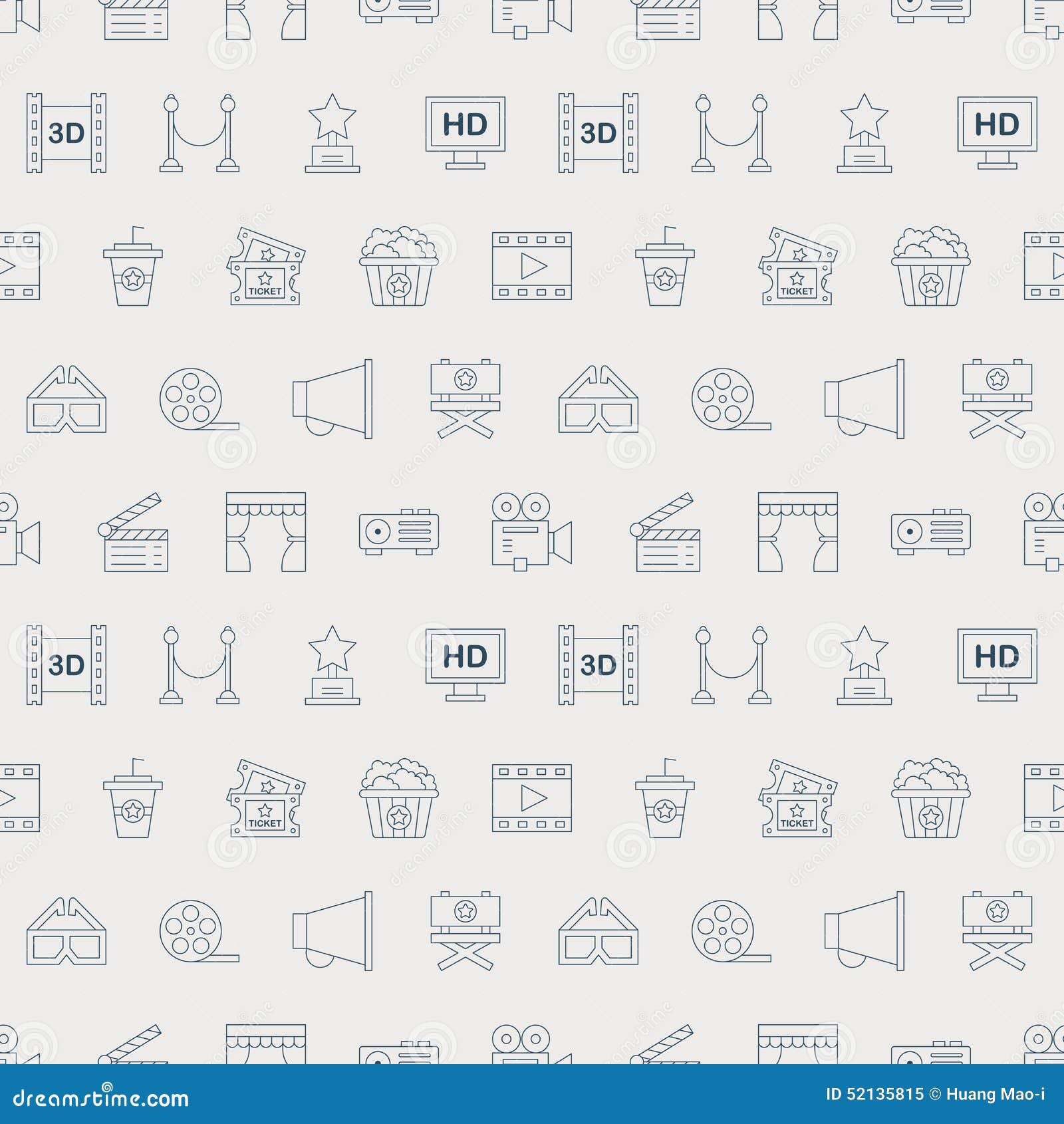 Movie Line Icon Pattern Set Stock Vector - Illustration of vector ...