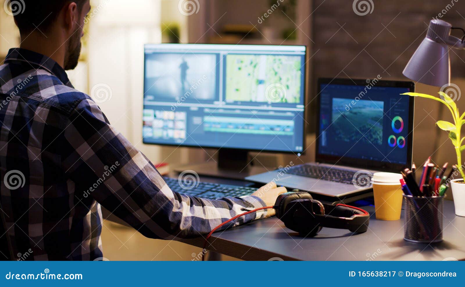 Movie Maker Editing a Film Using Modern Software Stock Image - Image of ...