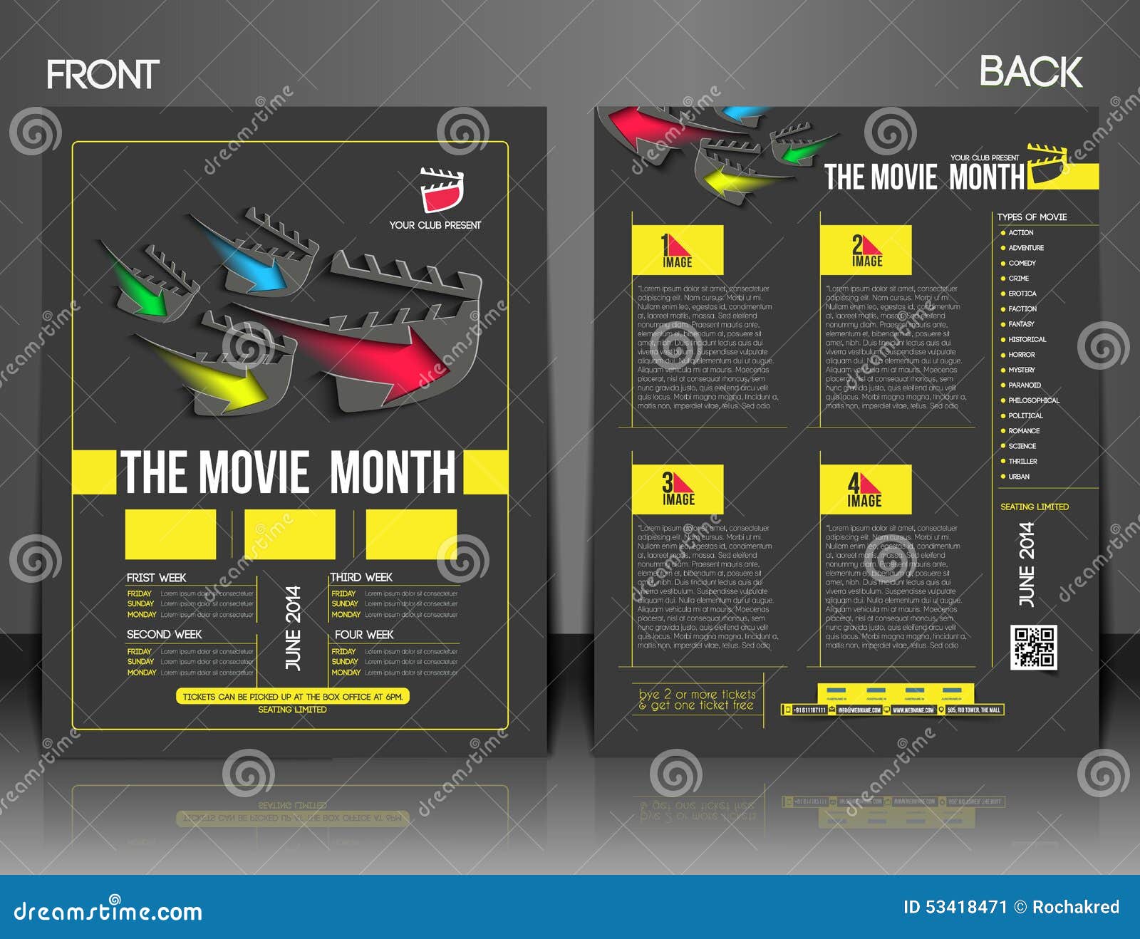 The Movie Month Flyer stock vector. Illustration of collage - 53418471