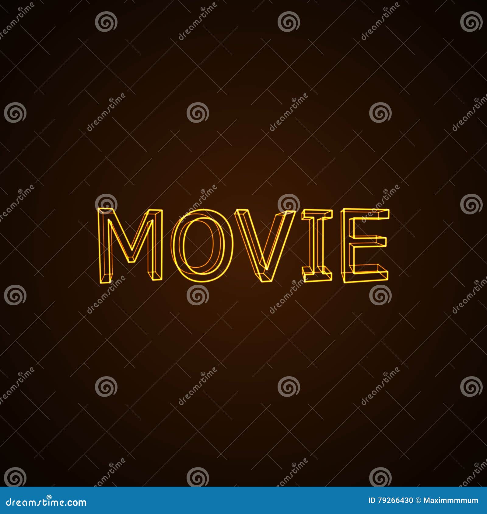 Movie neon sign. stock vector. Illustration of glowing - 79266430