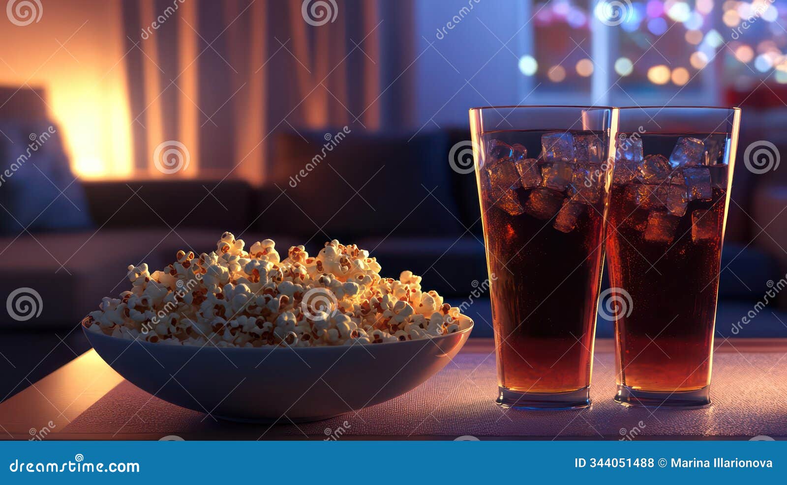 Movie Night at Home with Popcorn and Cola Stock Photo - Image of ...