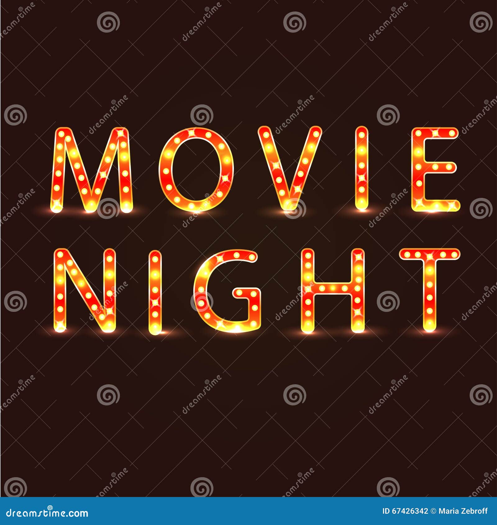 Movie night sign stock vector. Illustration of neon, circus - 67426342