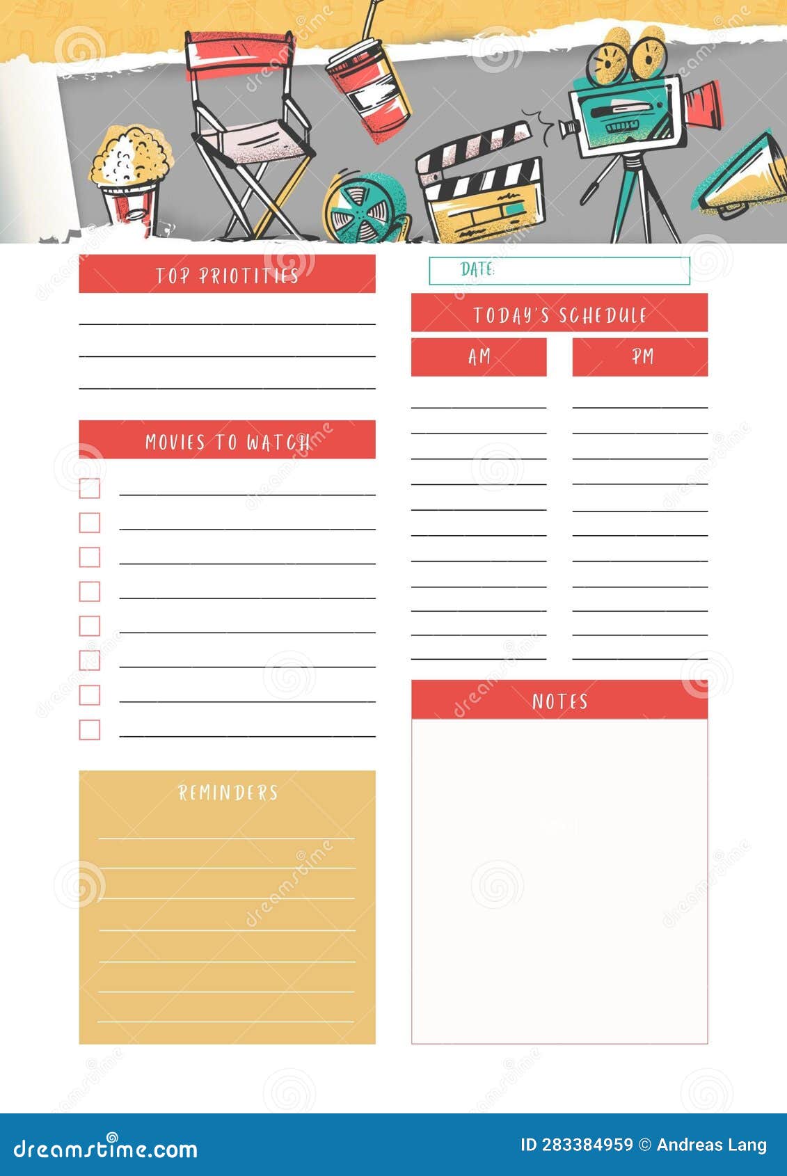 Movie Planner Digital Planning Insert Sheet Printable Page Template ...