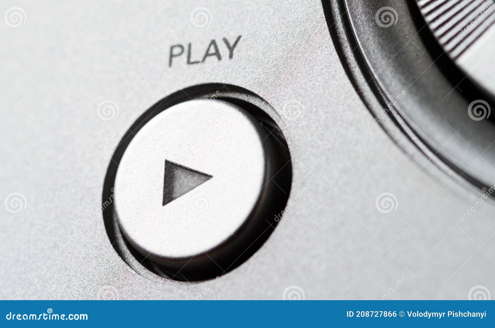 A Movie Playback Button on a Control Panel and Selector Switch. Stock ...