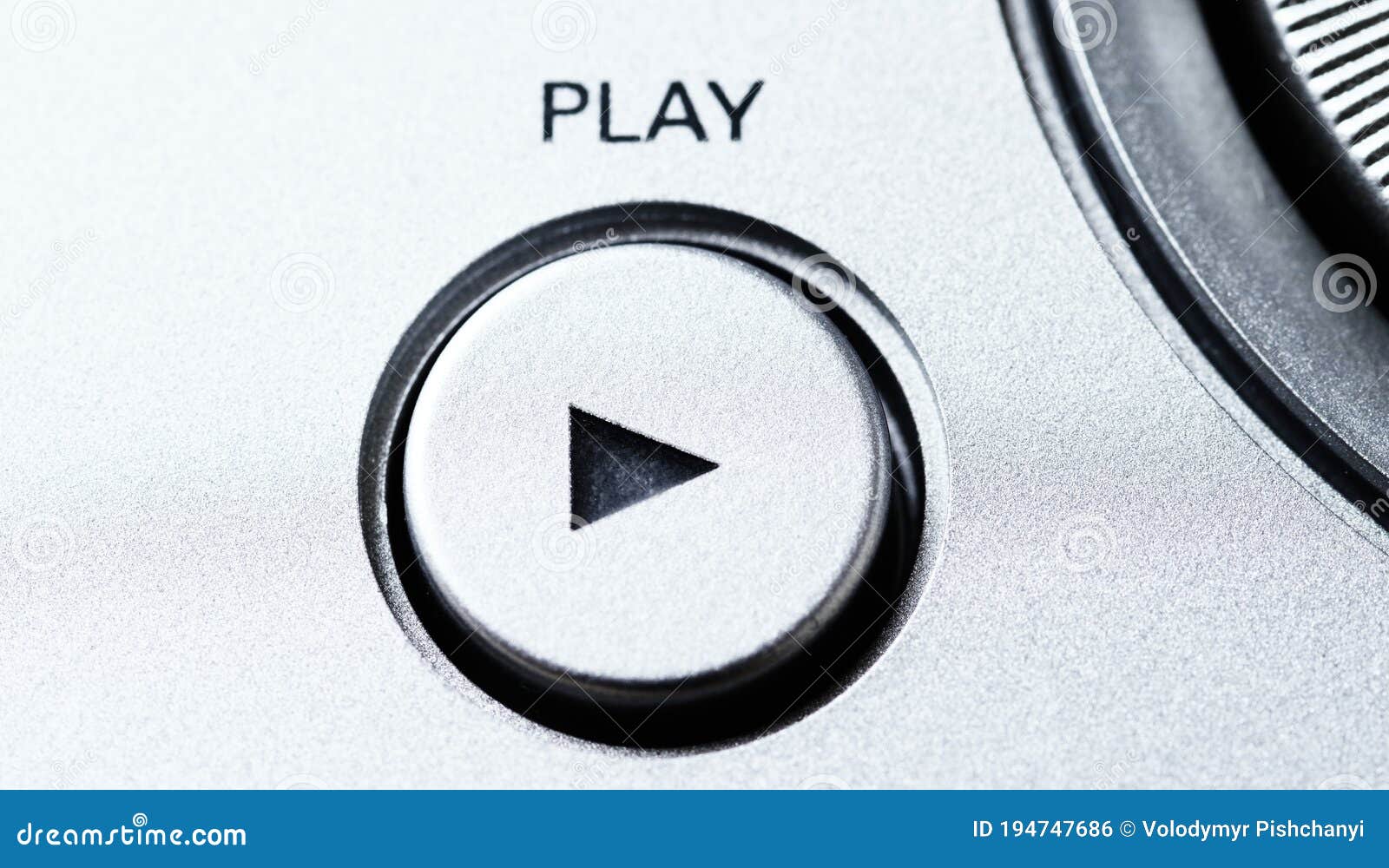 A Movie Playback Button on a Control Panel and Selector Switch. Stock ...