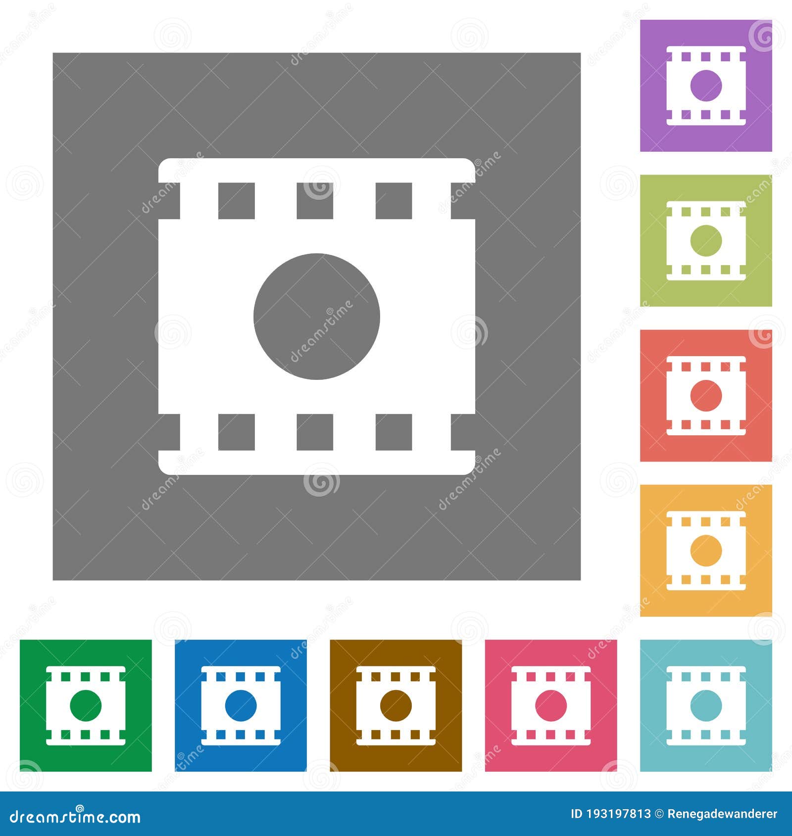 Movie Record Square Flat Icons Stock Vector - Illustration of ...