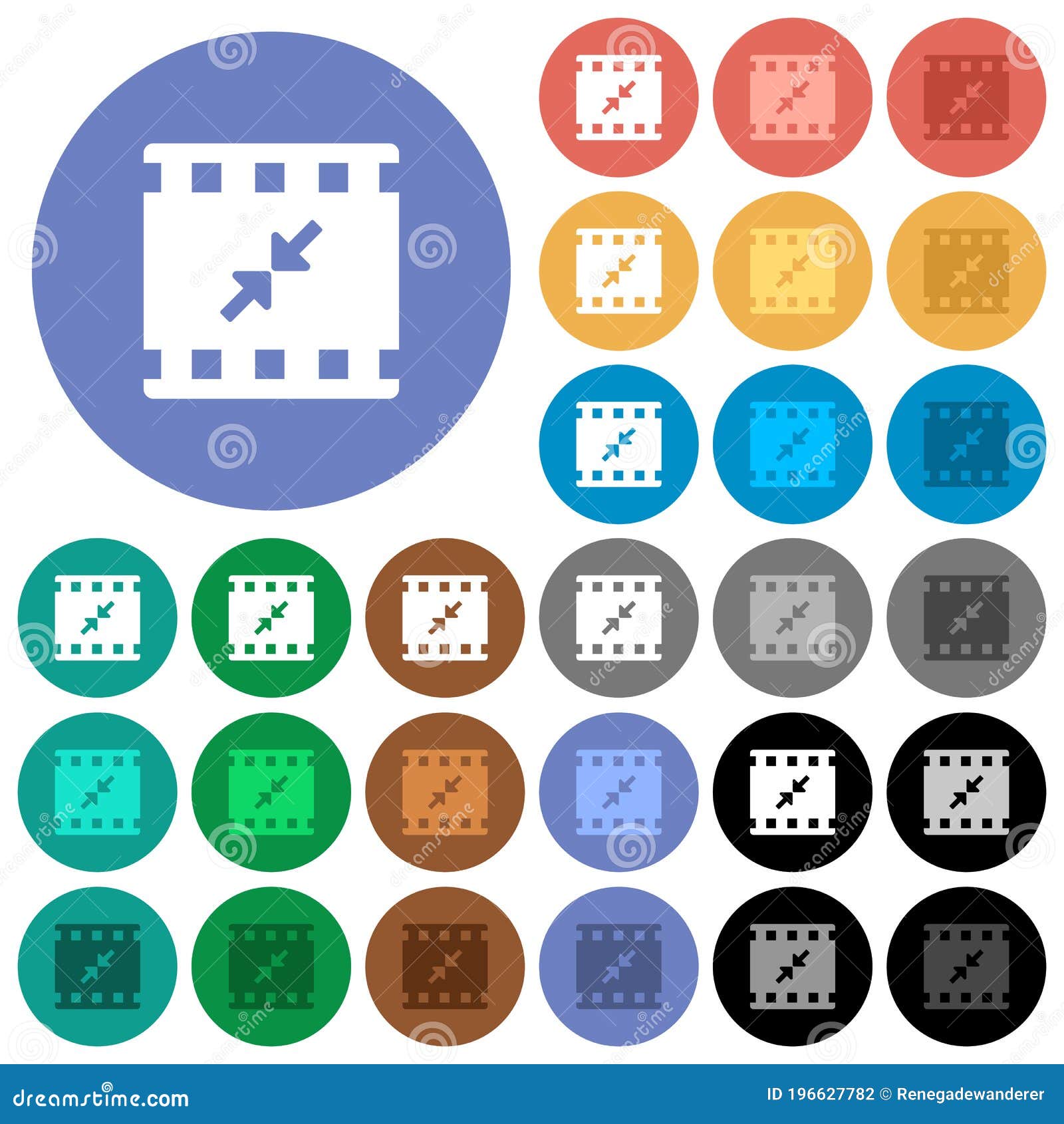 Movie Resize Small Round Flat Multi Colored Icons Stock Vector ...