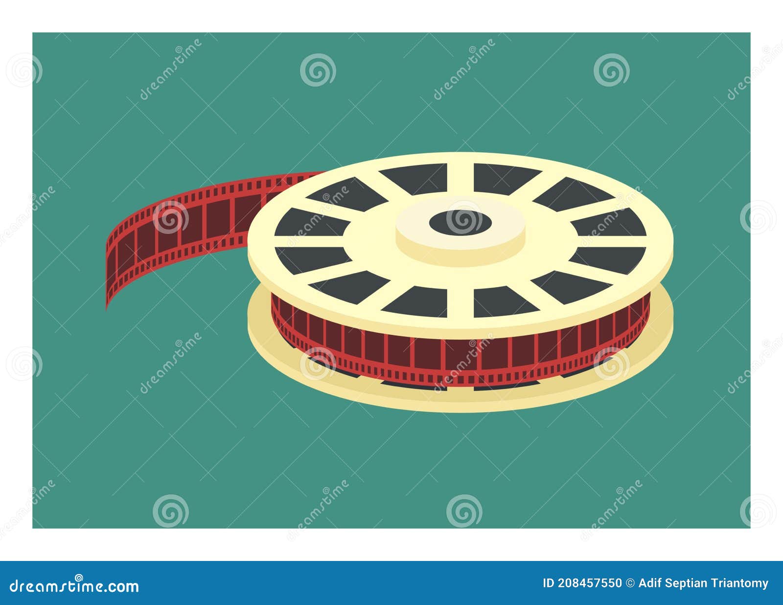 Movie Roll Simple Colored Illustration Stock Vector - Illustration of ...