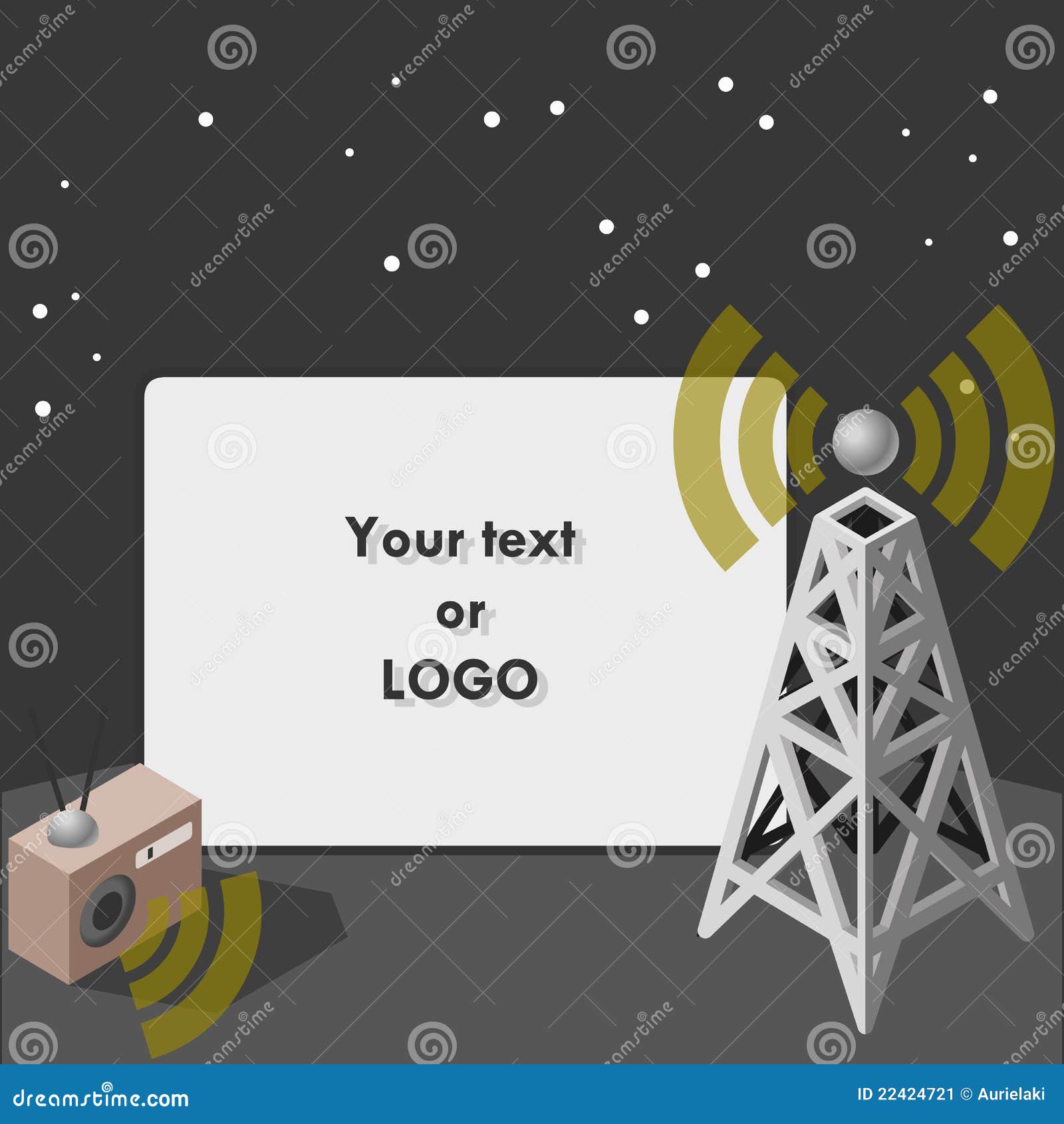 Movie Screen with Antenna and Two-way Radio Stock Vector - Illustration ...