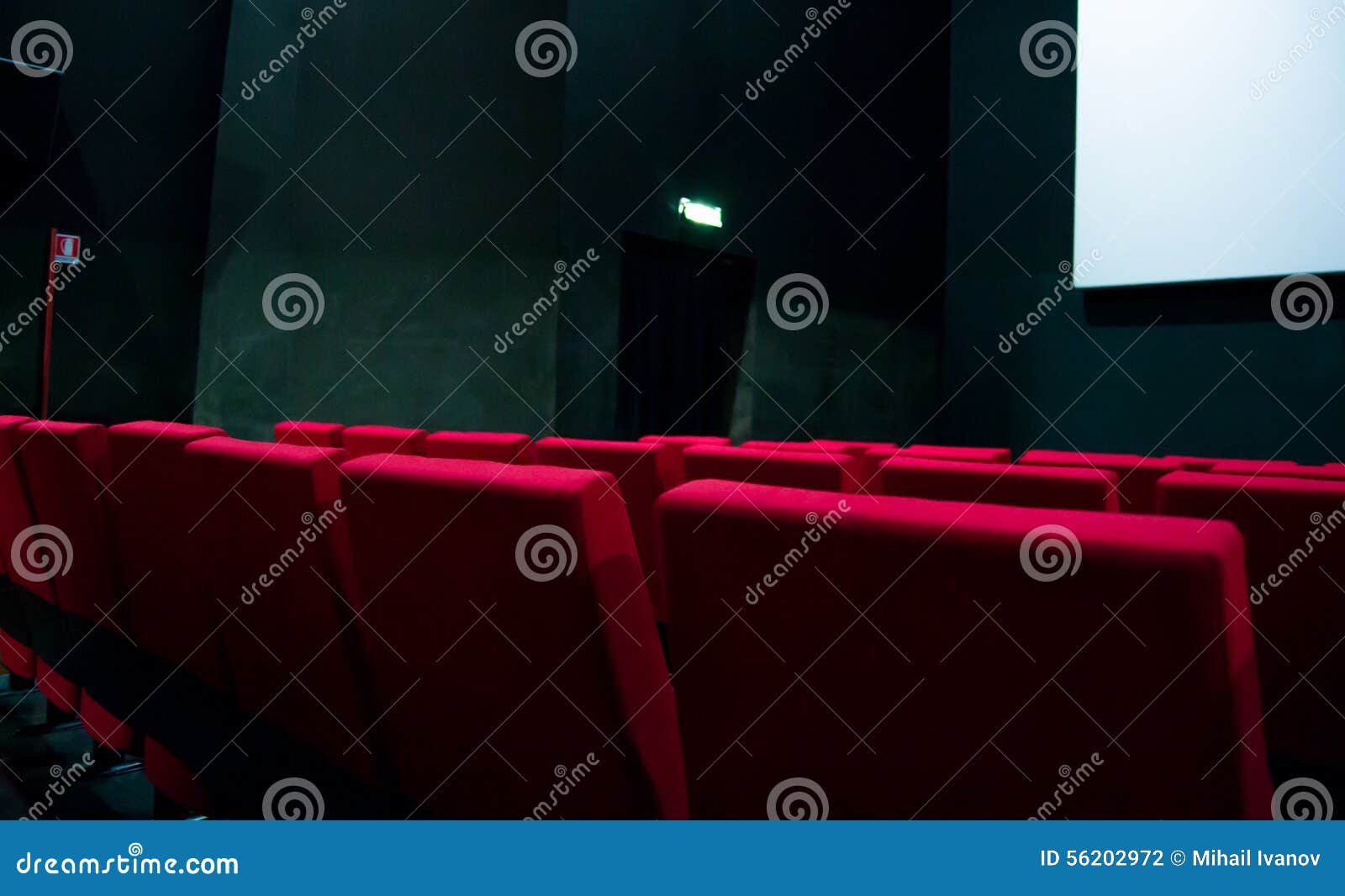 Movie Screen and Red Chairs Inside of a Cinema Stock Photo - Image of ...