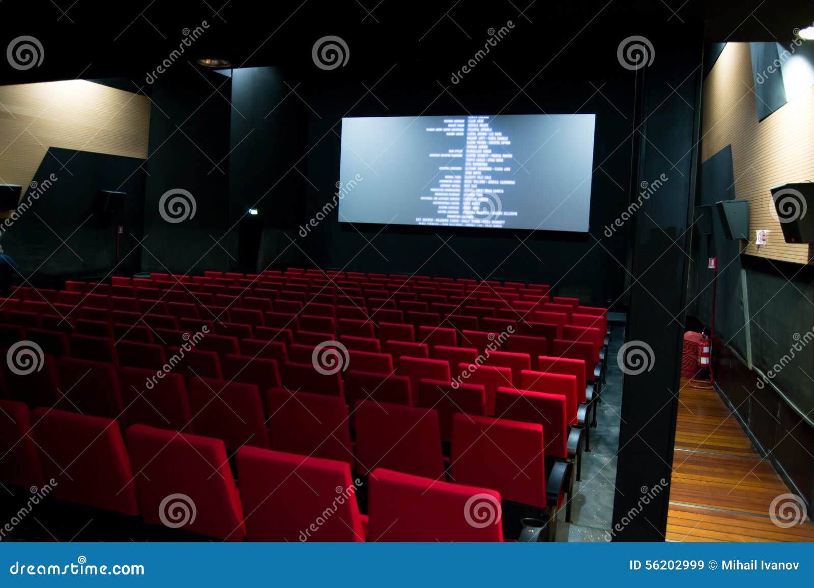Movie Screen and Red Chairs Inside of a Cinema Stock Image - Image of ...
