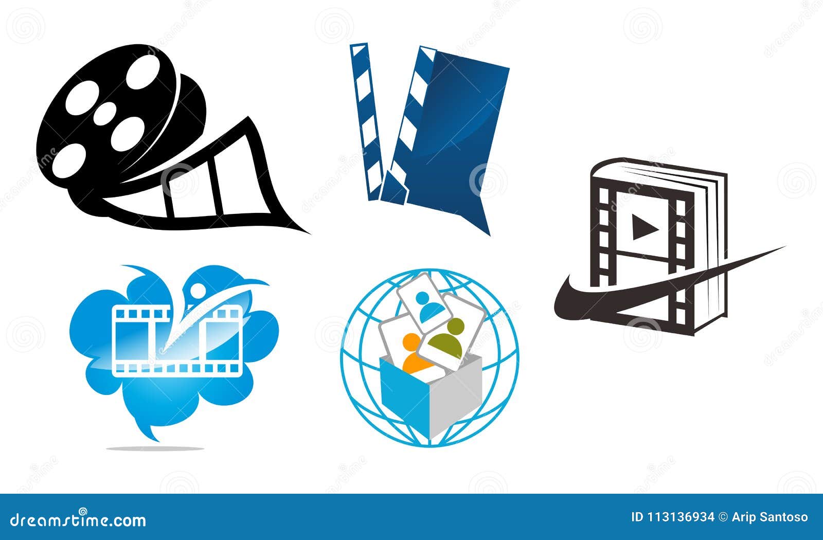 Movie Studio Template Set stock vector. Illustration of cinema - 113136934