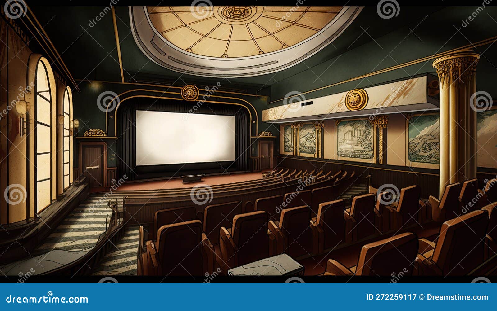Movie Theatre Interior. Generative Ai Stock Illustration - Illustration ...