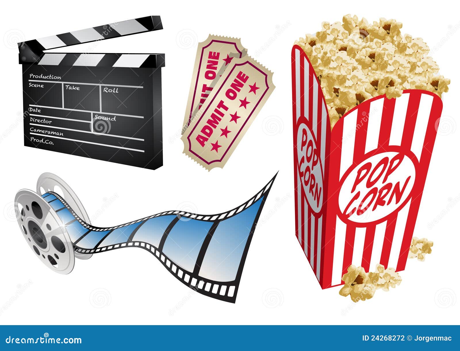 Movie Themed Design Elements and Icons Stock Vector - Illustration of ...
