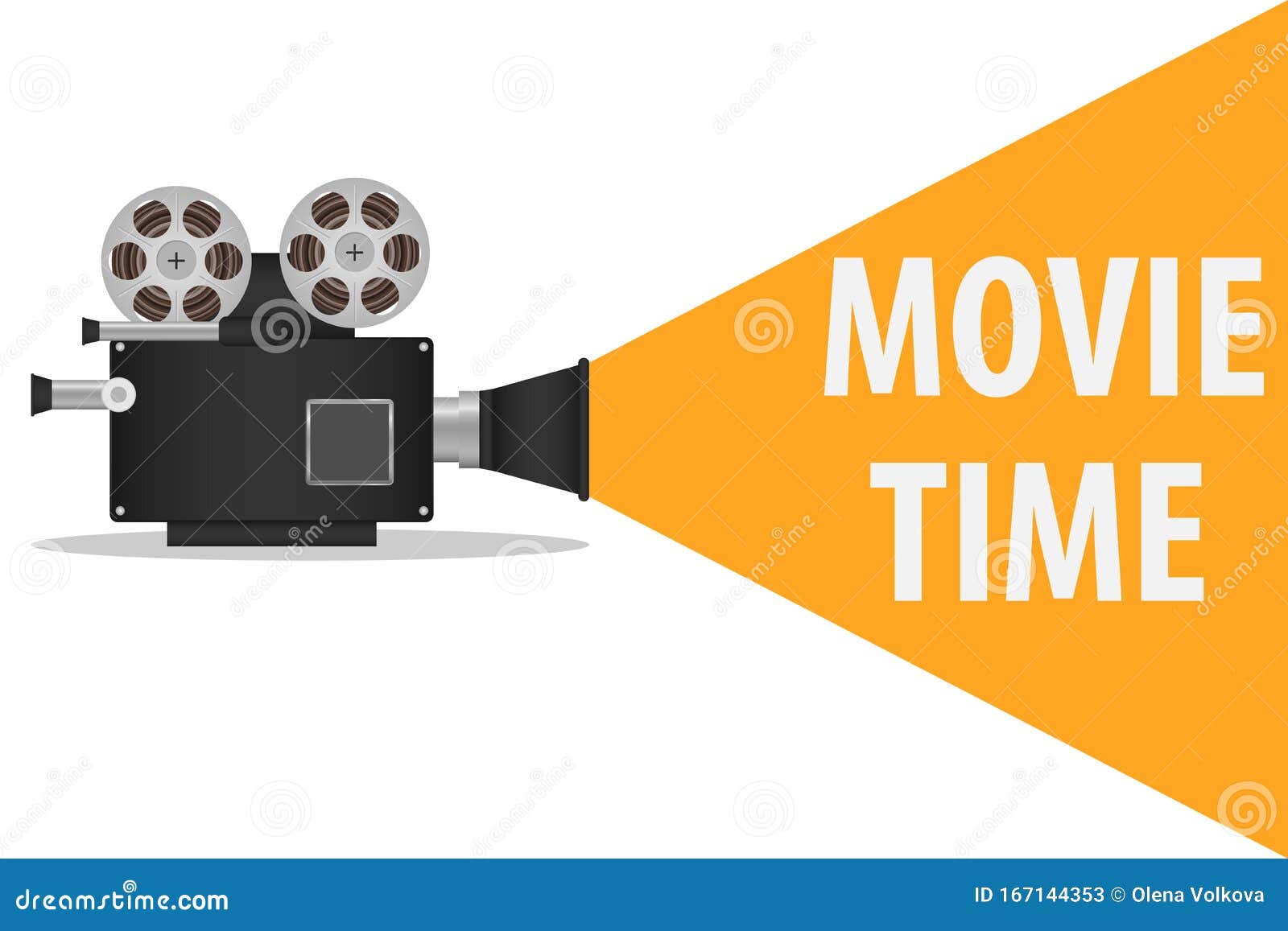 Movie Time. Movie Camera Time Banner Stock Illustration - Illustration ...