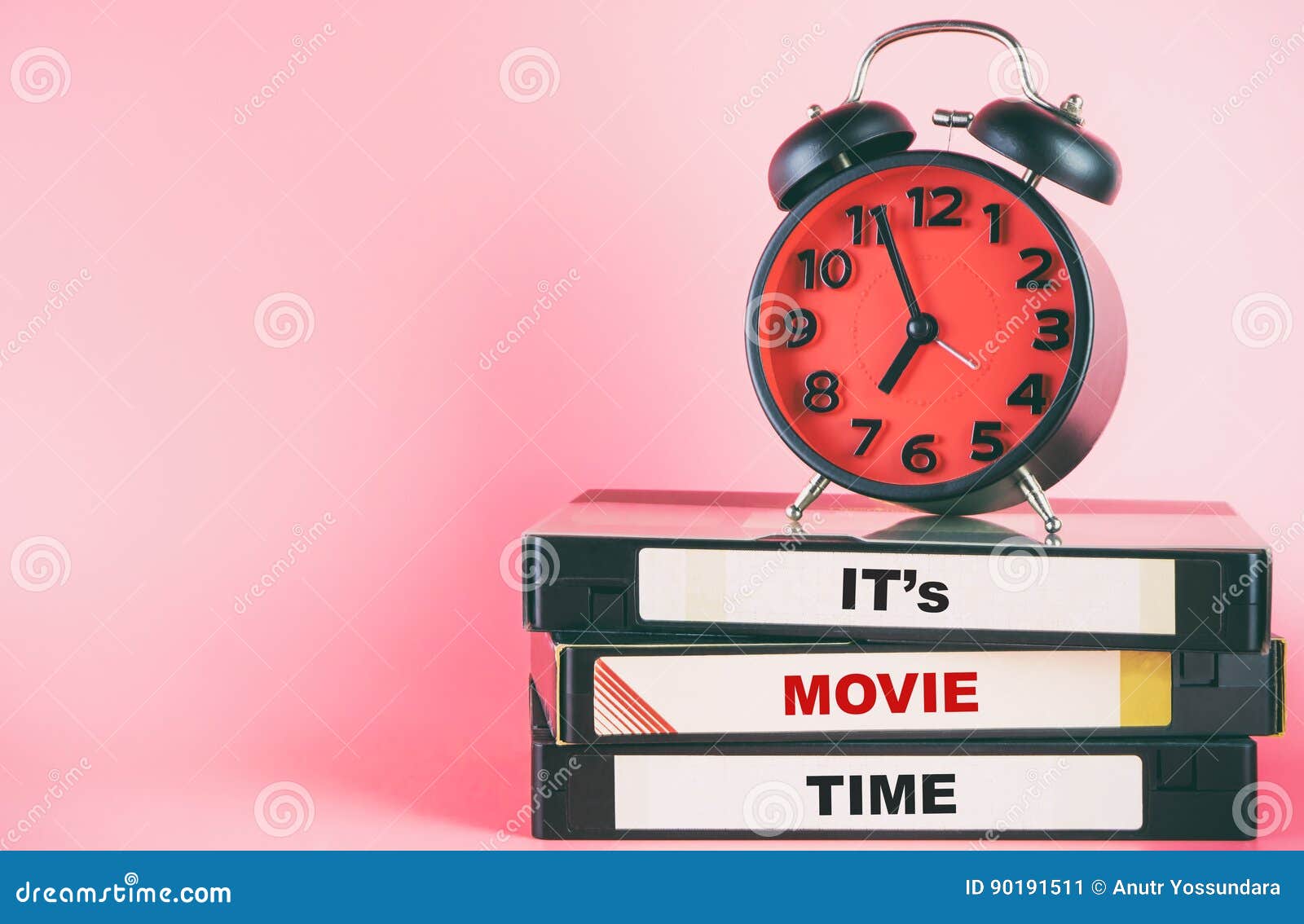 Movie Time with Text Lable on Video and Clock Stock Image - Image of ...