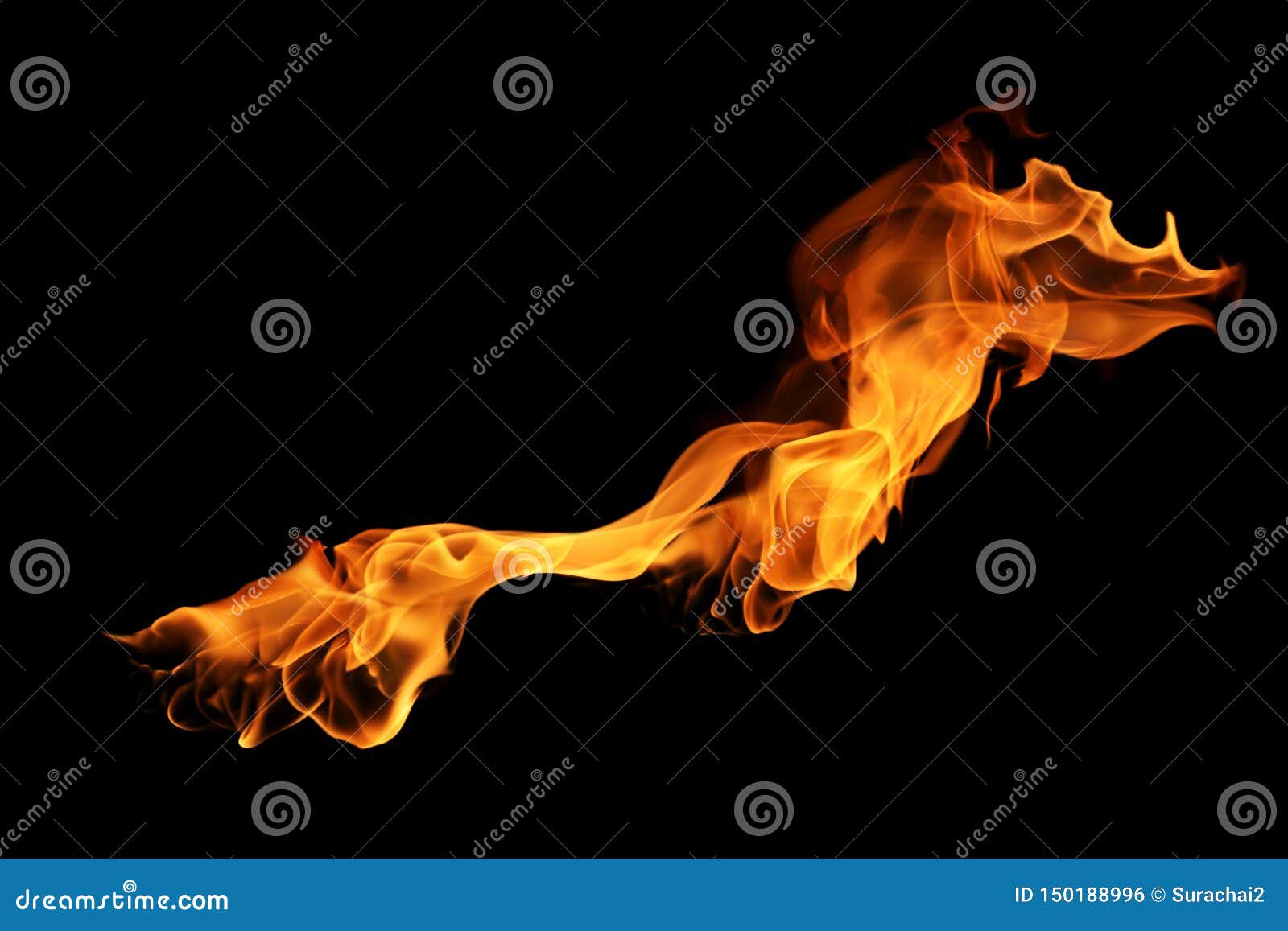 Movimiento De Las Llamas Del Fuego Aisladas En Fondo Negro Foto De
