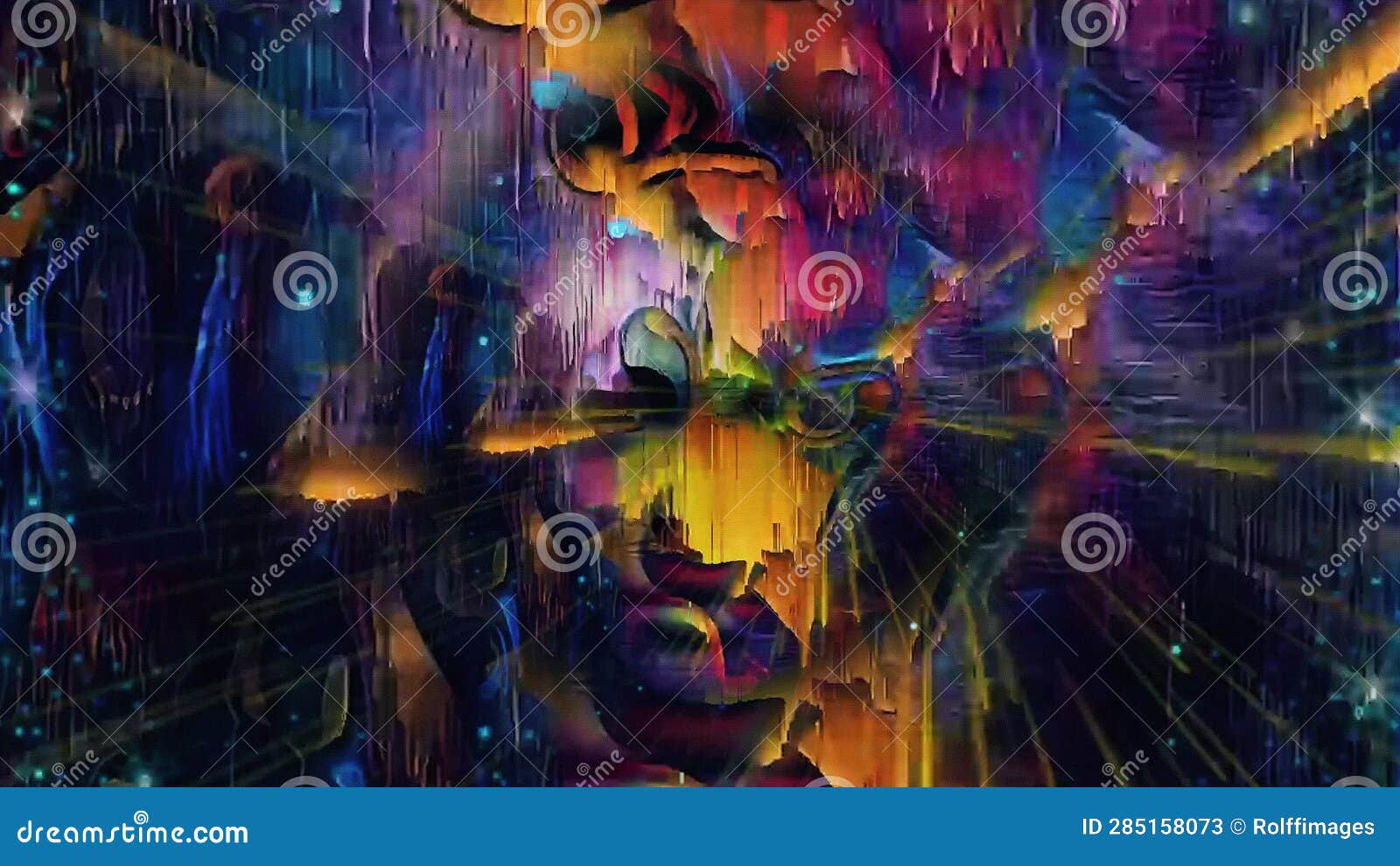 Moving abstract faces stock video. Video of imagination - 285158073