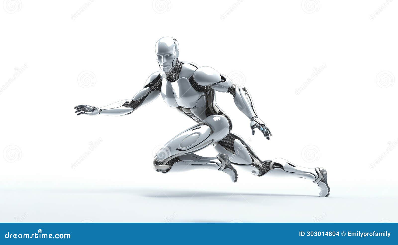 Moving AI Robot, Humanoid Design, White Backdrop Stock Illustration ...