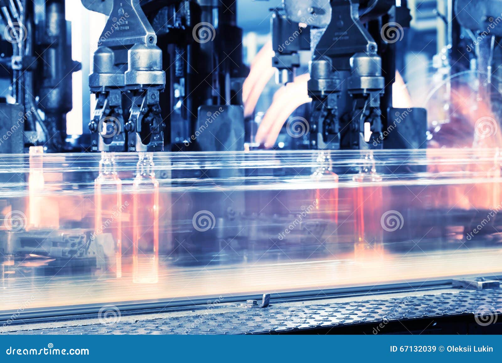 Moving Assembly Line for Production of Bottles Stock Image - Image of ...