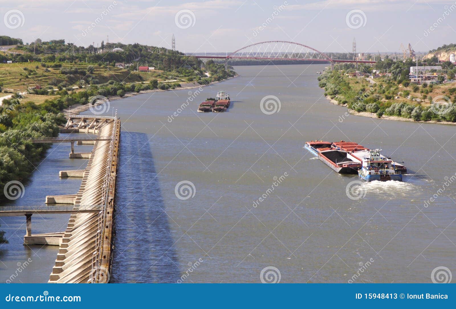 Moving barge stock image. Image of river, waves, navigation - 15948413