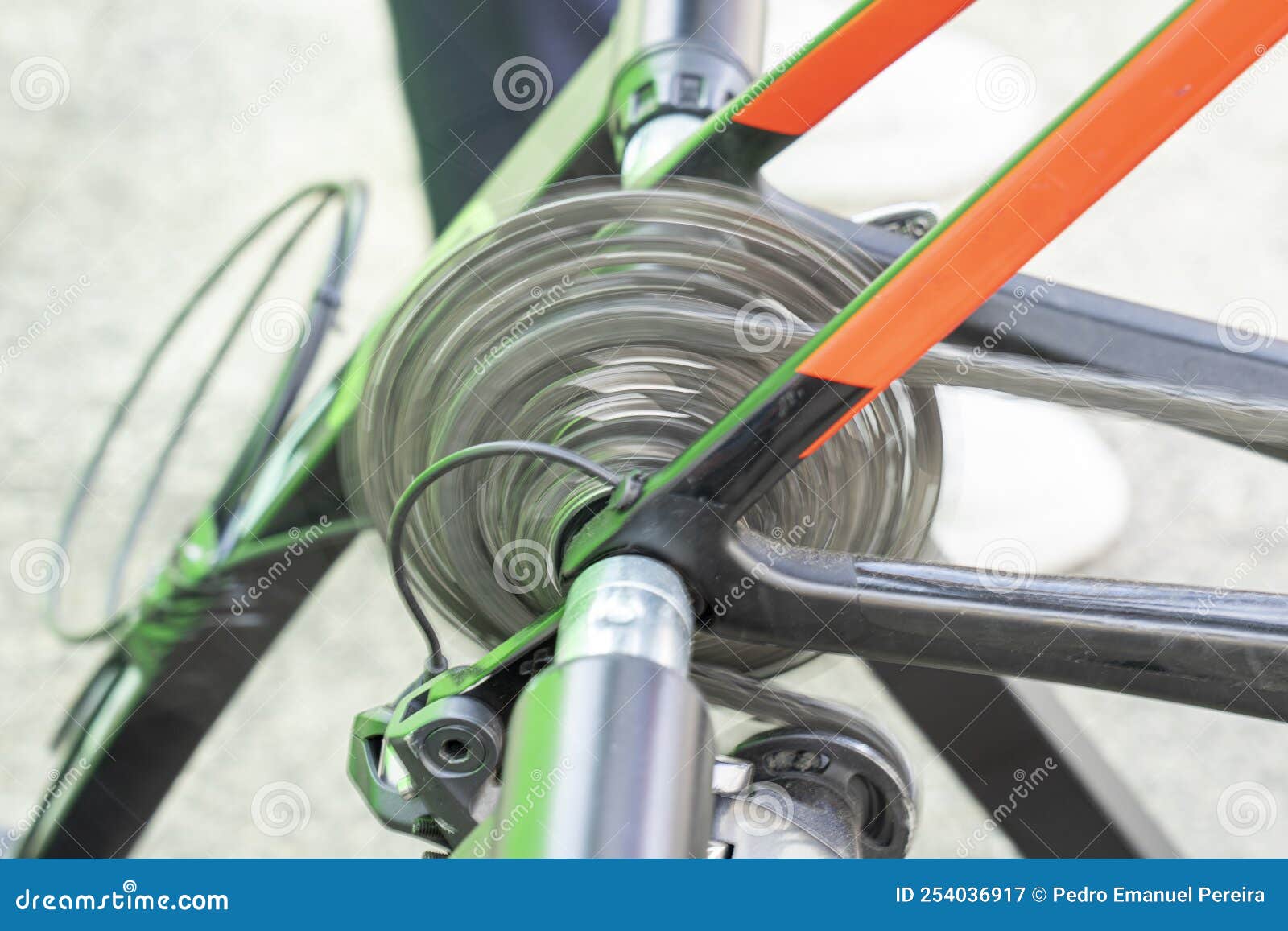 Moving Bicycle Wheel with Chain and Cassette. on the Basis of Support ...