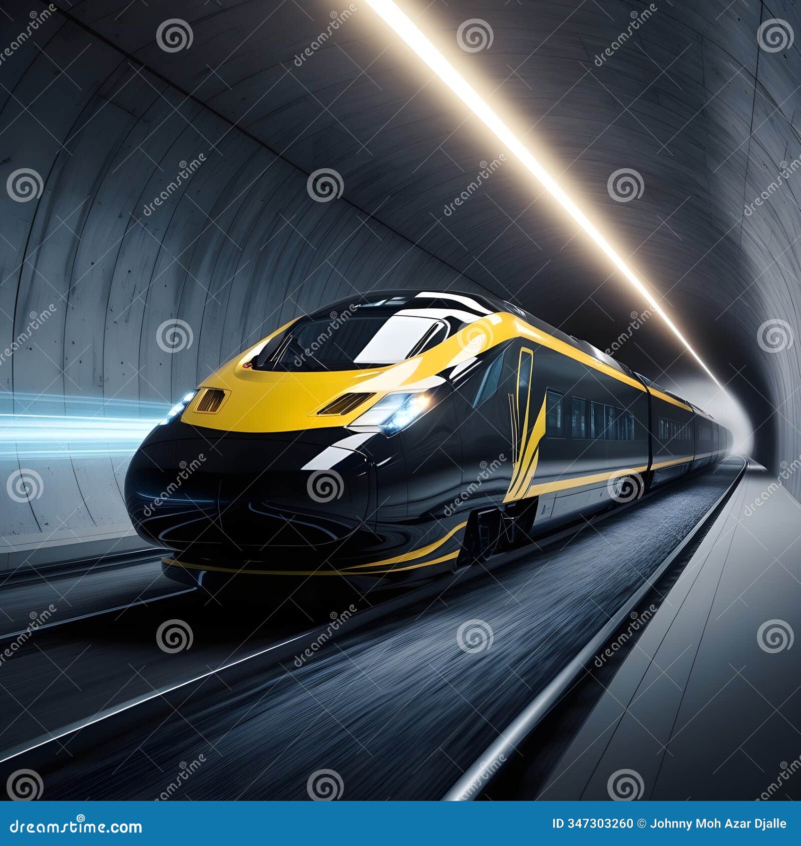 A Moving Black and Yellow High-speed Train Stock Illustration ...