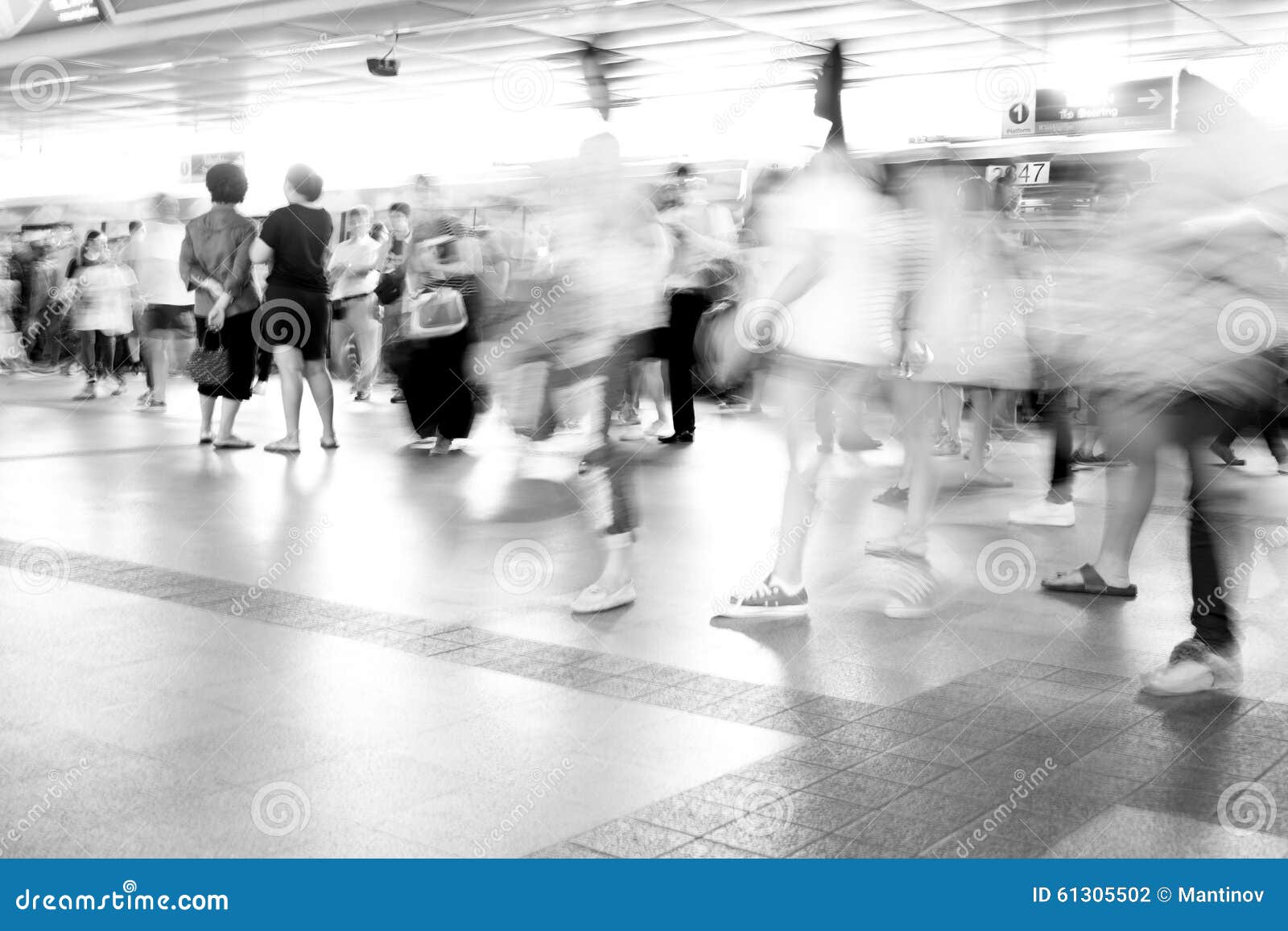 Moving Blur People Walking - Black And White Effect Royalty-Free Stock ...