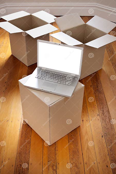 Moving Boxes Computer Removal Stock Photo - Image of moving, relocate ...