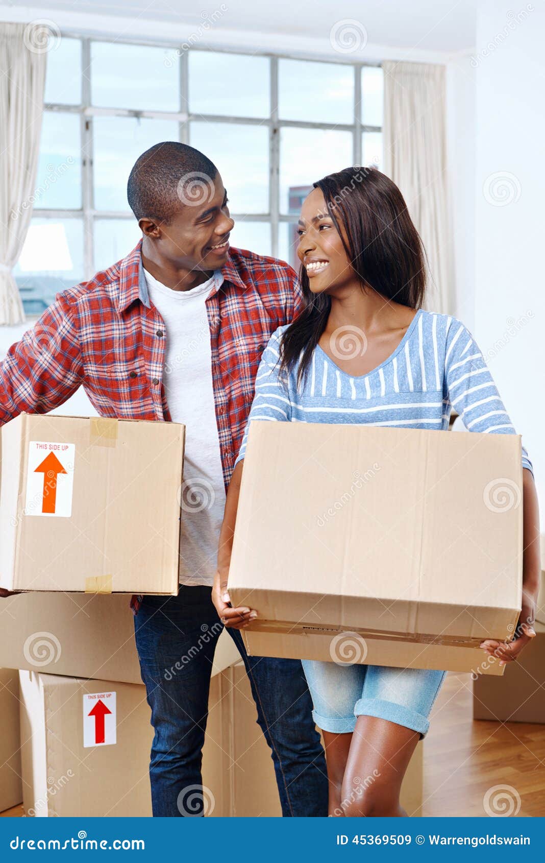 Moving Boxes Couple Stock Image Image Of Carrying Cardboard 45369509